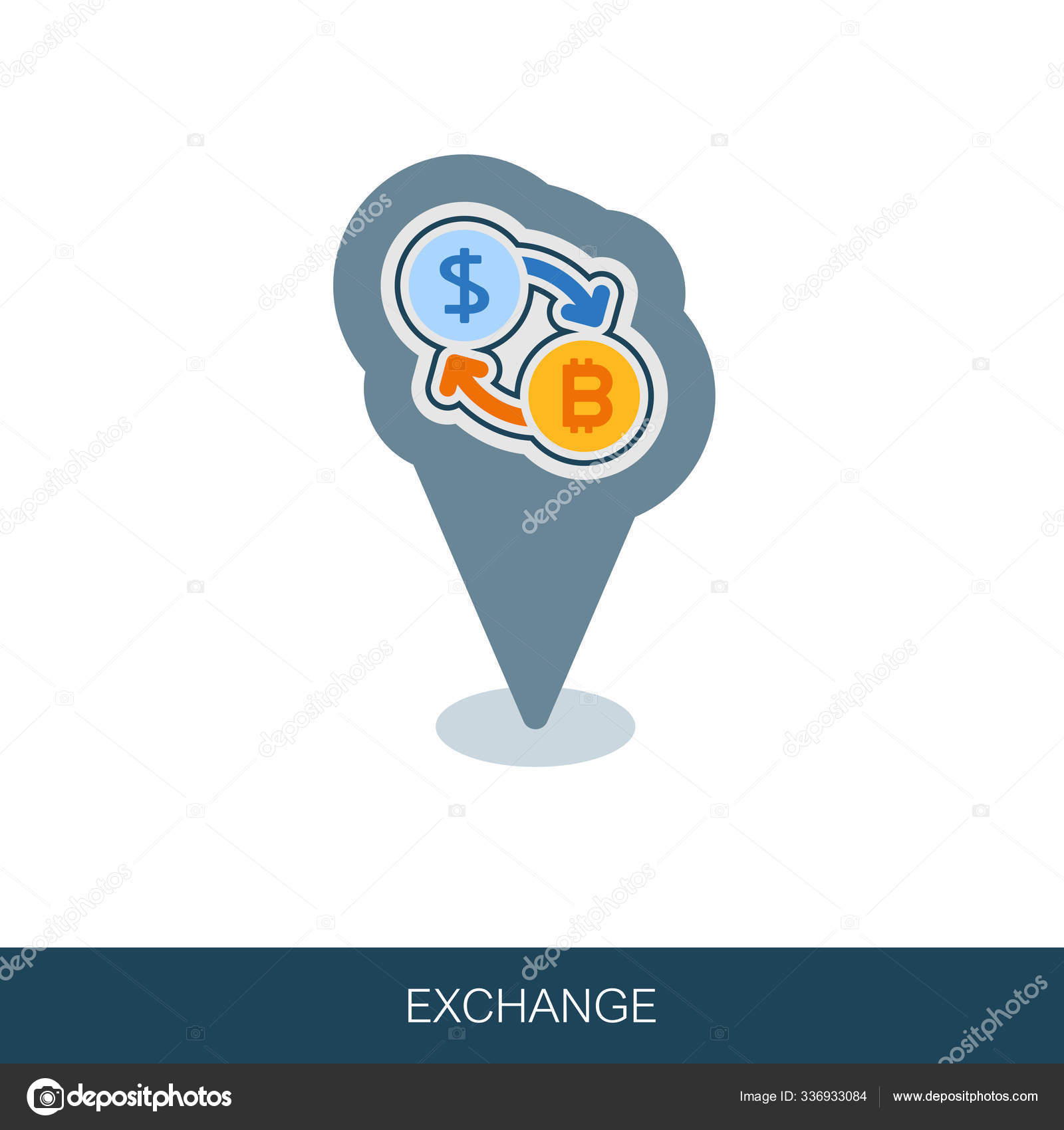 Bitcoin Dollar Exchange Pin Map Icon Map Pointer Map Markers Stock Illustration by ...