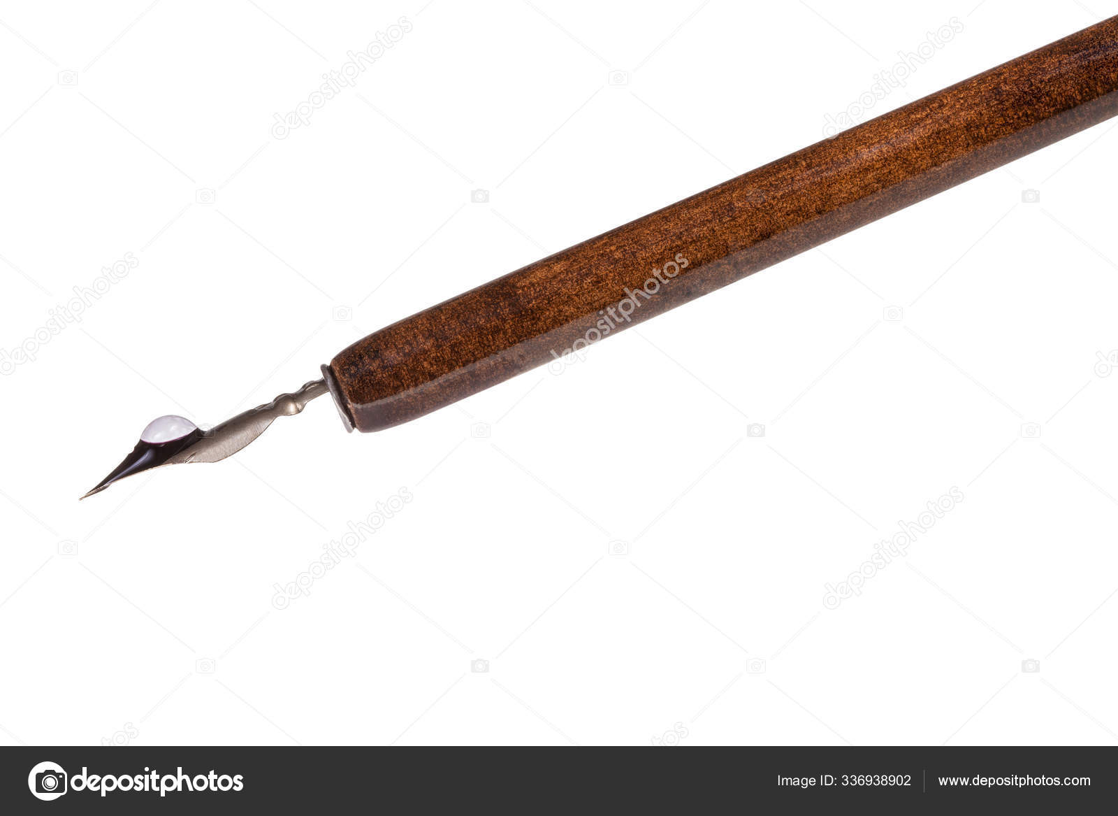 Side View Ink Bubble Nib Brown Dip Pen Close Isolated Stock Photo by ...