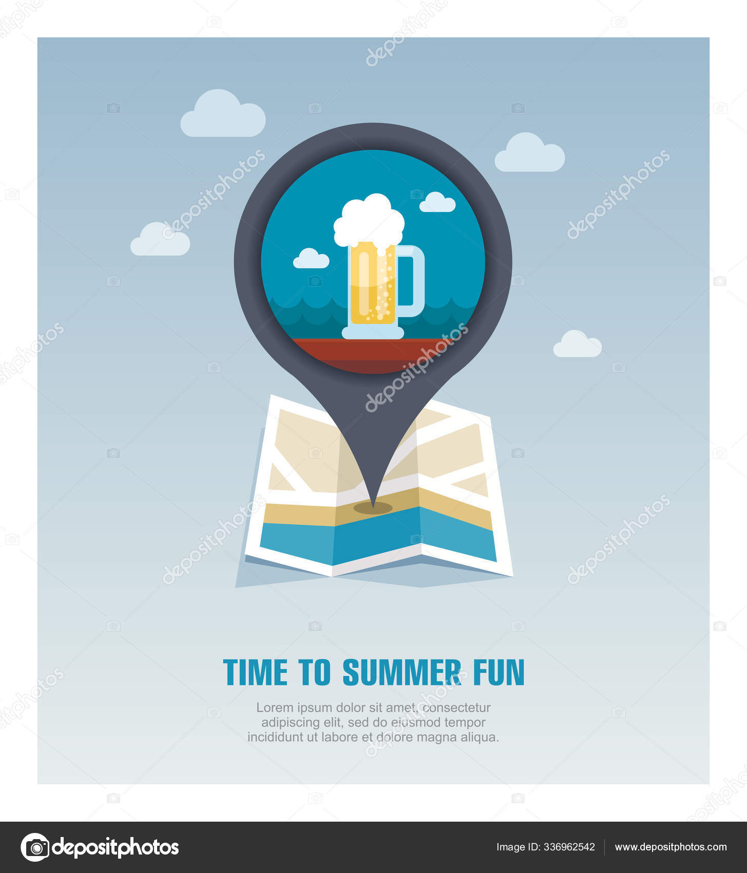 Beer Mug Vector Pin Map Icon Beach Map Pointer Summer Stock Photo by ...