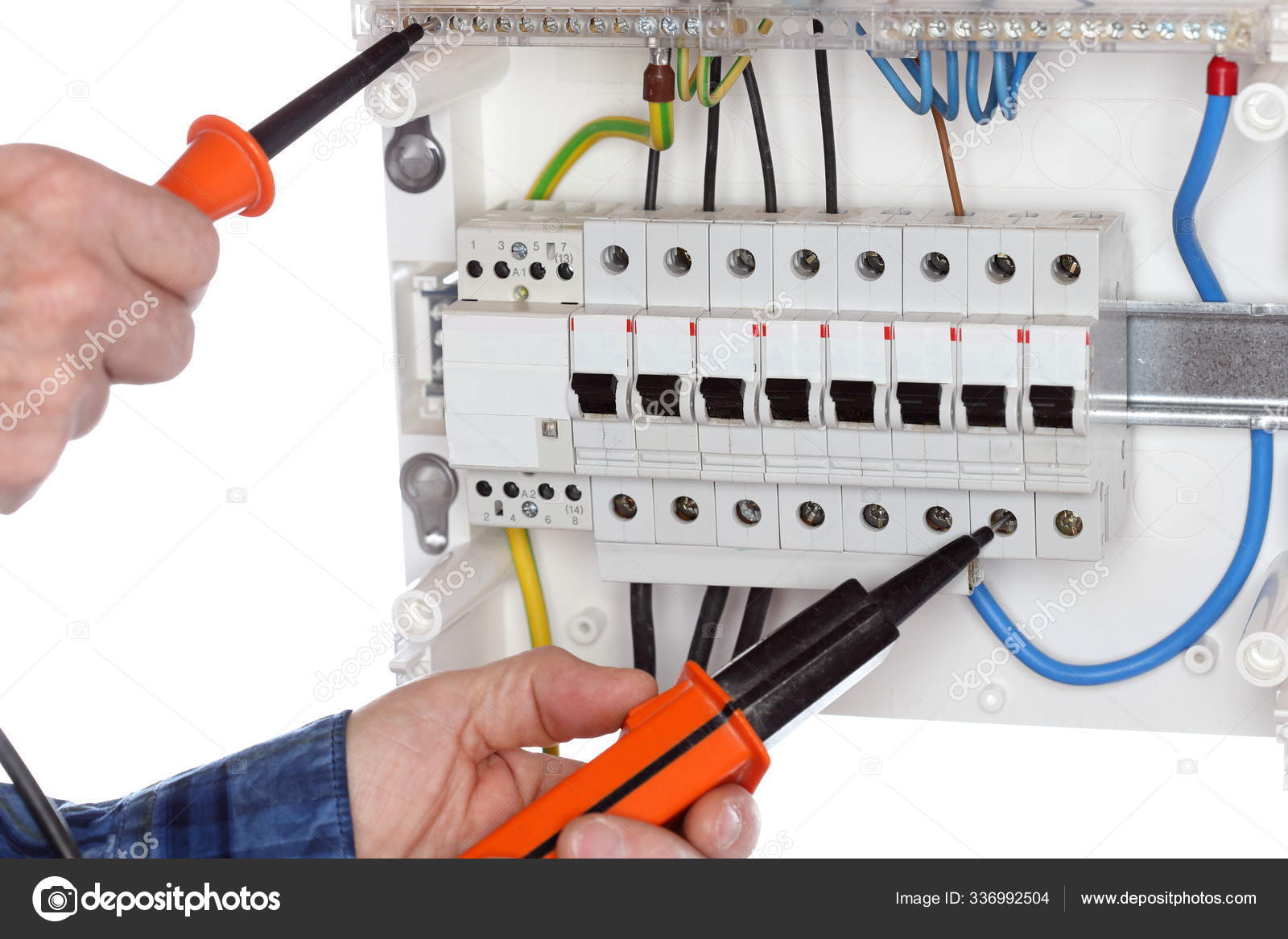 Worker Testing Voltage Circuit Stock Photo by ©PantherMediaSeller 336992504