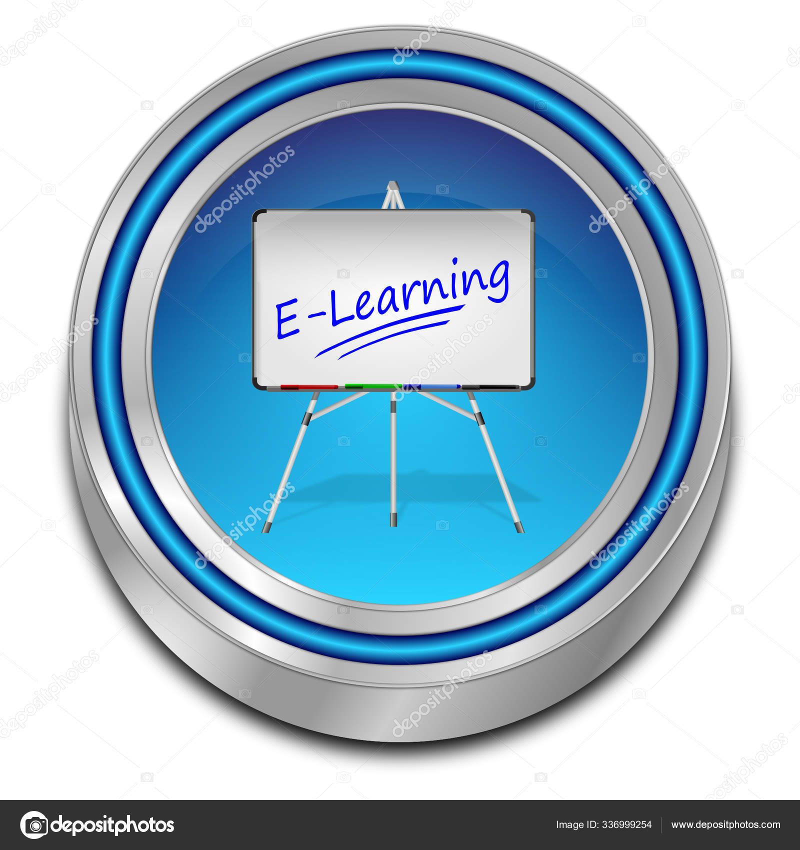 Glossy Blue Learning Button Illustration — Stock Photo ...