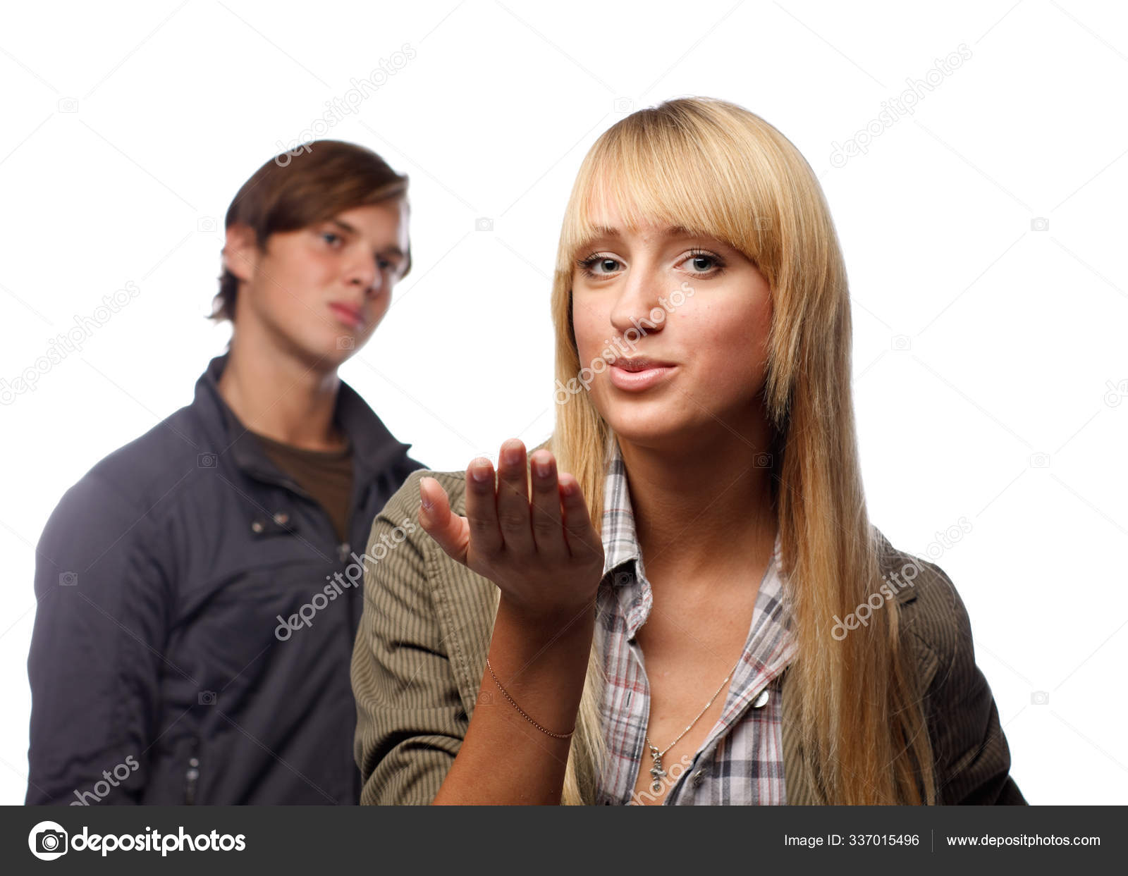 Young Couple Having Problems Relationships White Background — Stock ...