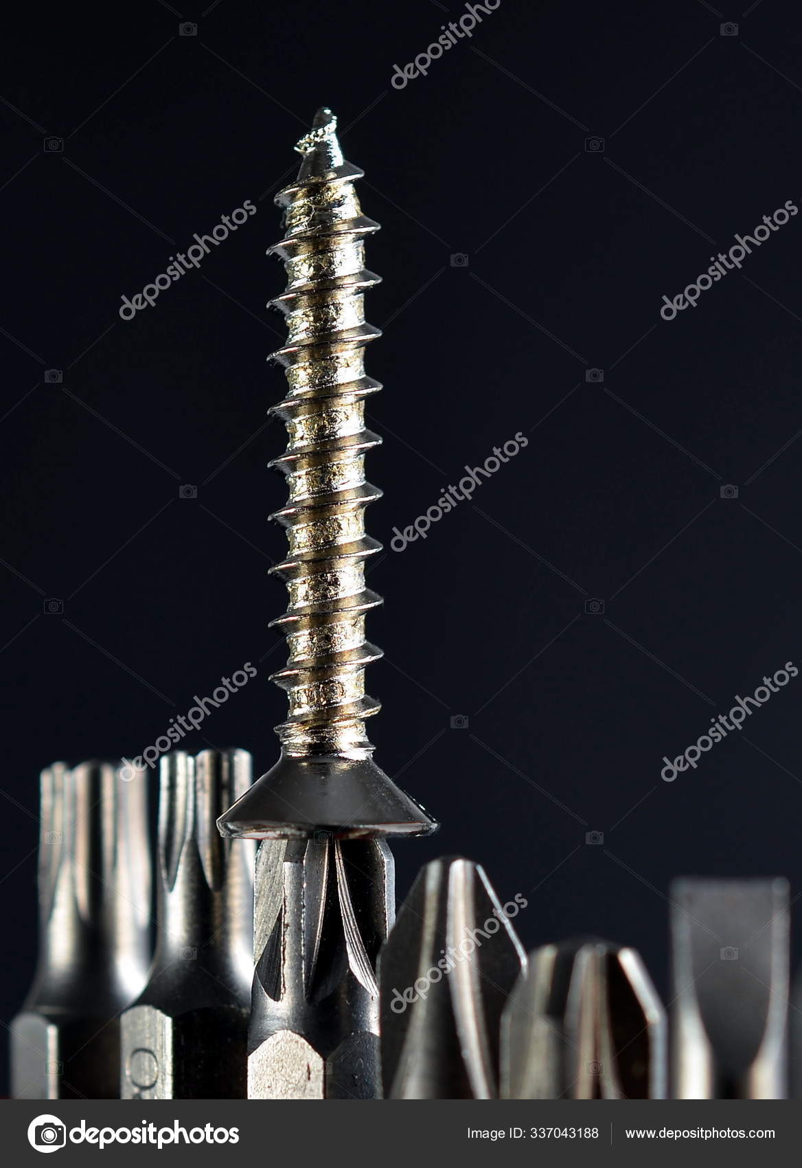 Metal Screws Black Background — Stock Photo © PantherMediaSeller #337043188