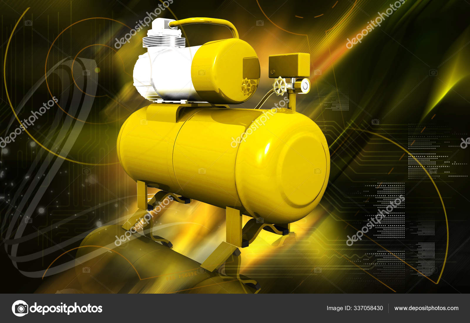 Digital Illustration Air Compressor Colour Background — Stock Photo ...