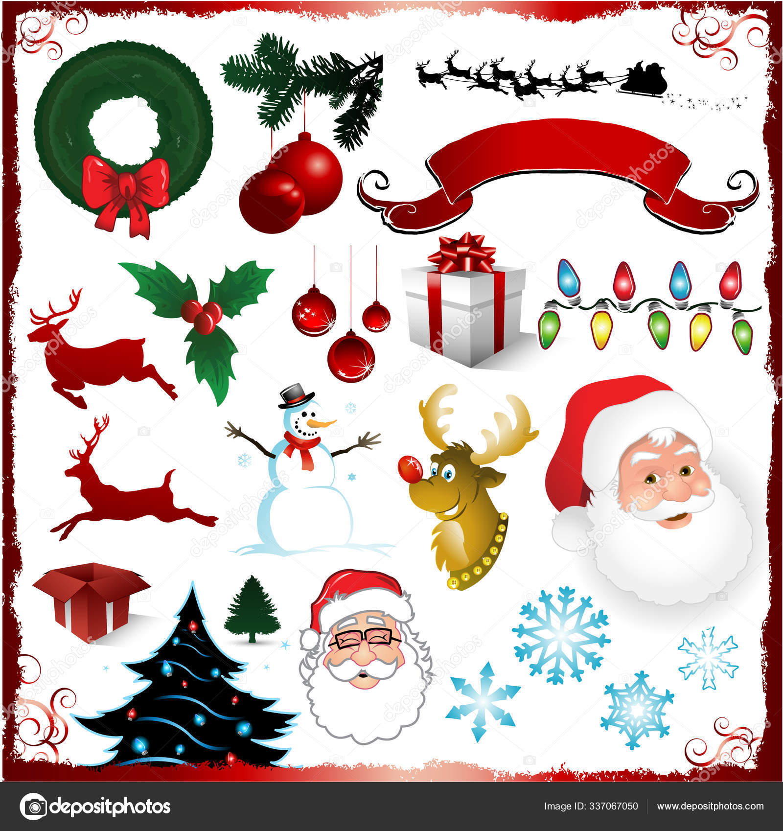 Christmas Design Elements Collection Set Stock Illustration by ... Christmas Design Elements Collection Set Stock Illustration by ...
