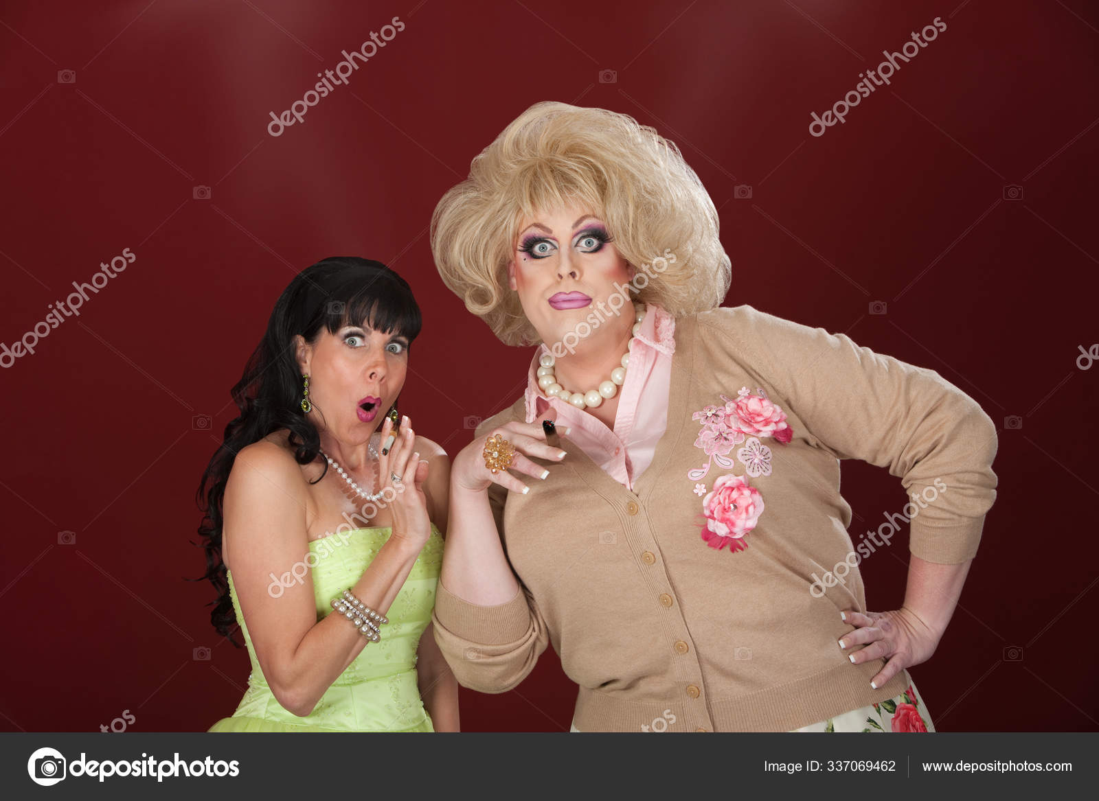 Shocked Retro Styled Woman Drag Queen Smoking Cigarettes — Stock Photo ...
