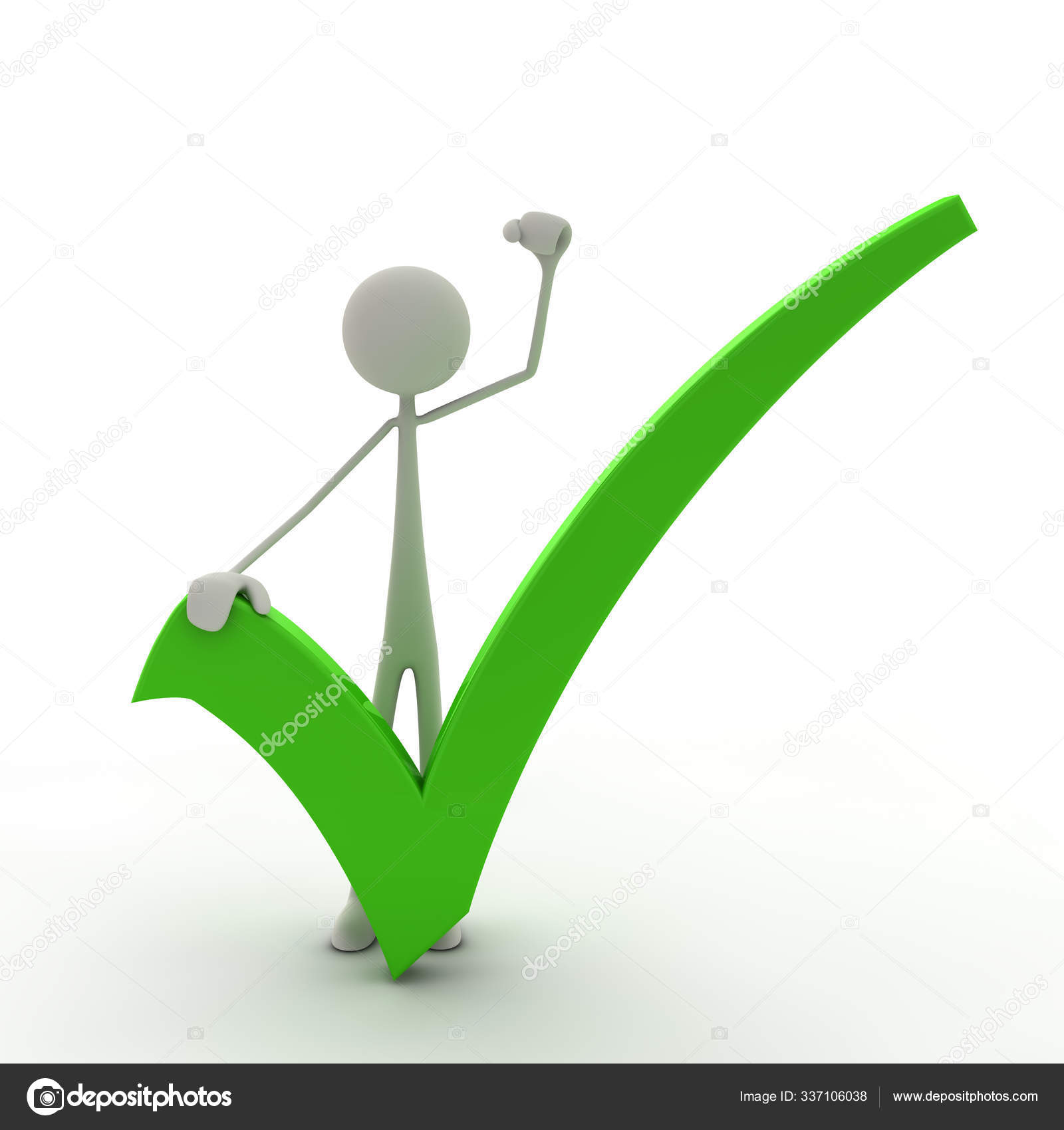 Figure Check Mark Hold His Fist Air Green Stock Photo by ...