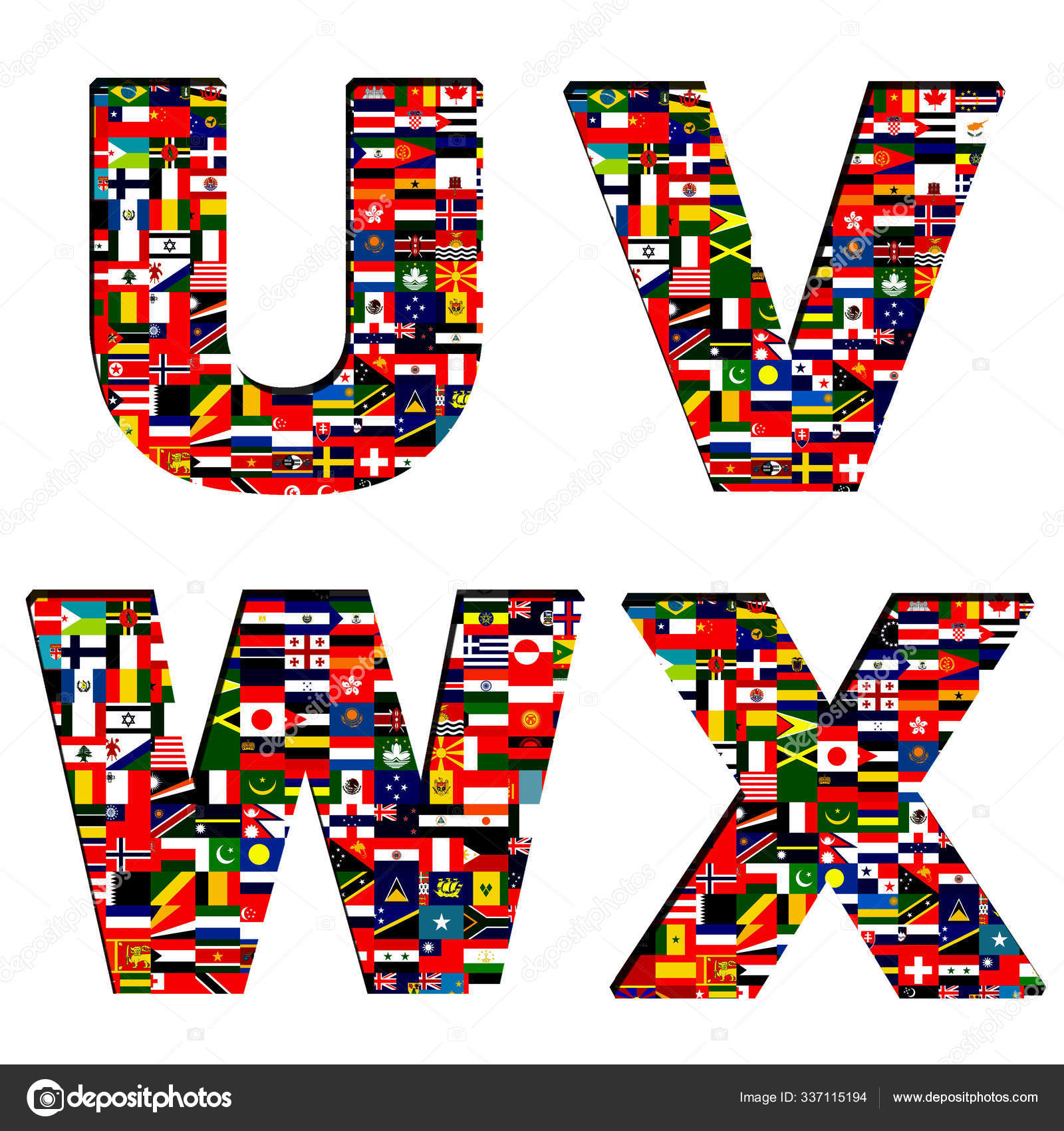 All National Flags Font Isolated White Illustration Jpeg – Stock ...