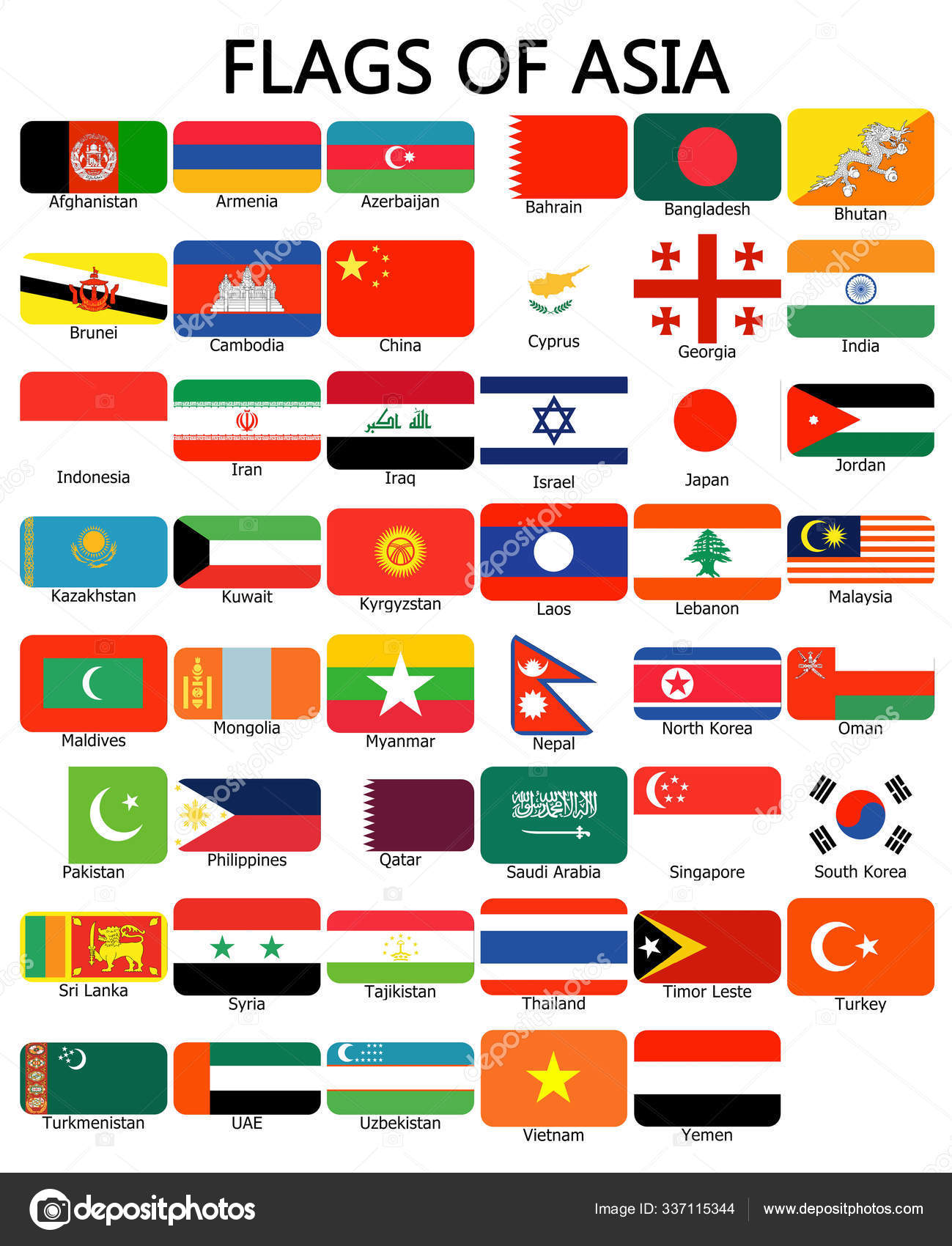 Complete Set Flags World Sorted Alphabetically Official Colors — Stock ...