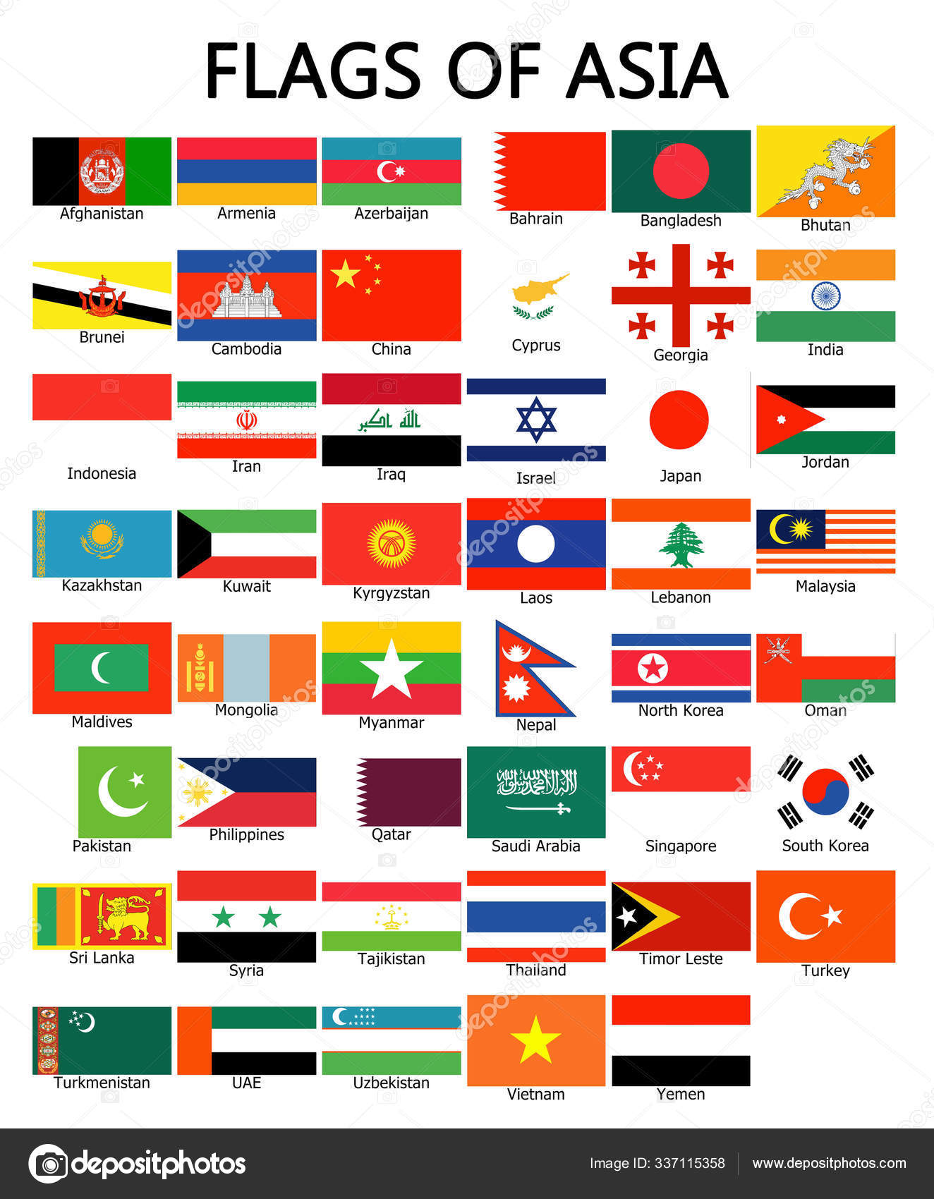 Complete Set Flags World Sorted Alphabetically Official Colors Stock ...