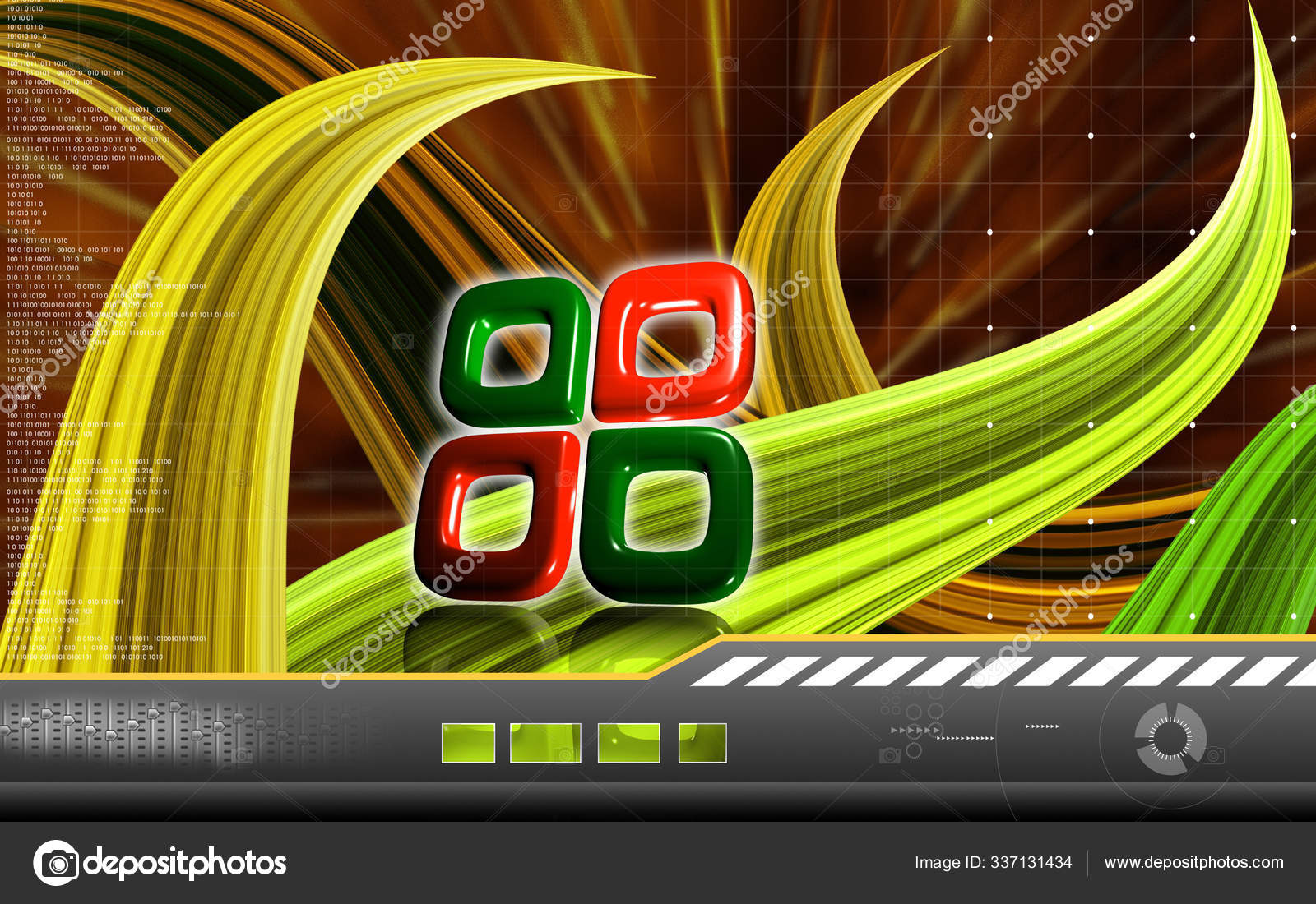 Digital Illustration Four Square Symbol Isolated Background Stock ...