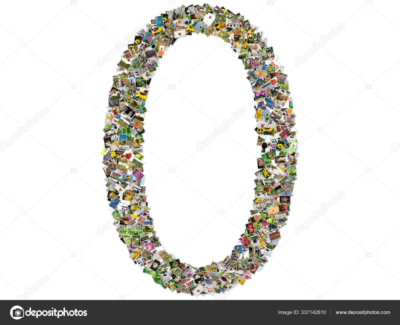 Número Cero Collage Fotográfico Aislado Sobre Fondo Blanco — Foto de ...