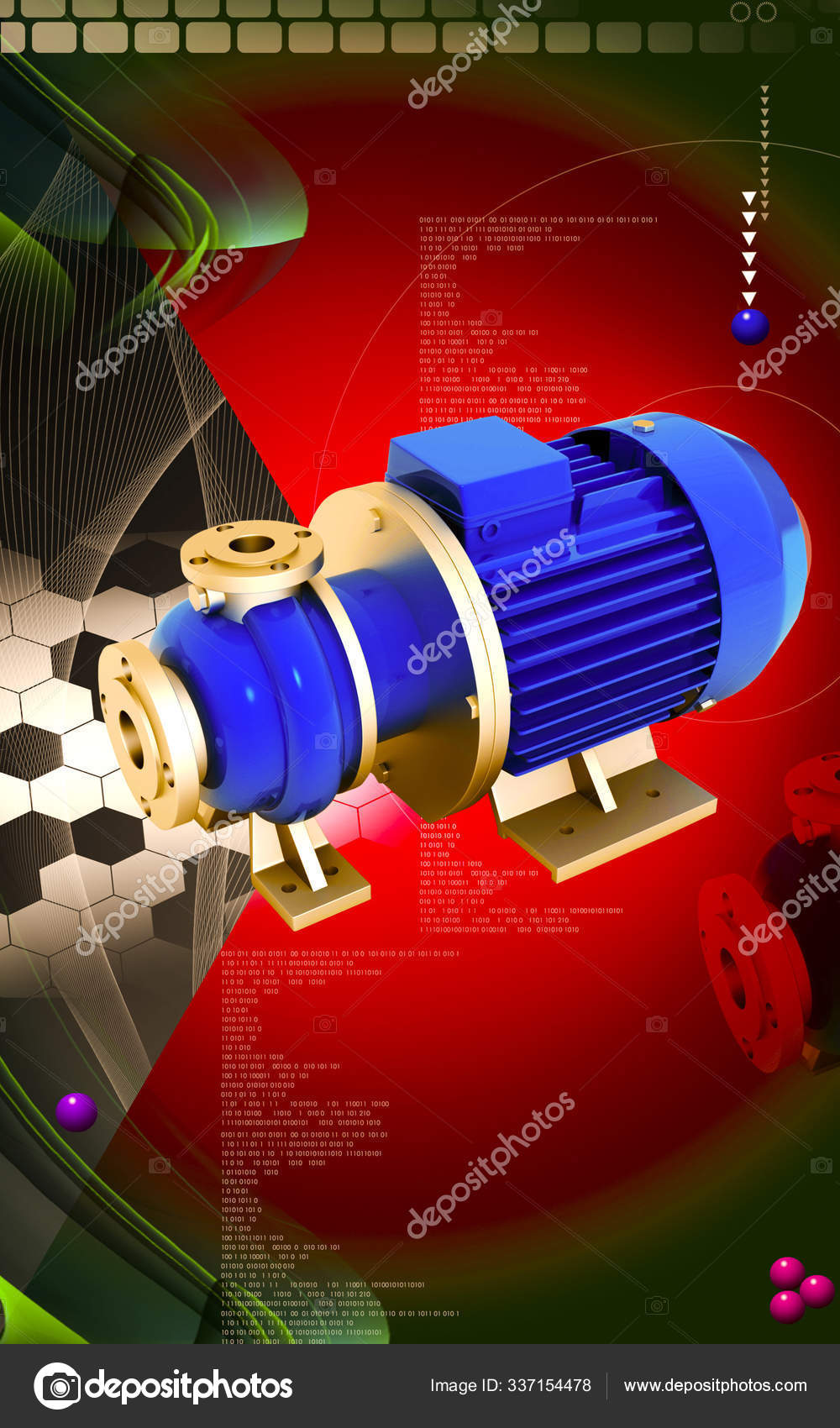 Digital Illustration Pressure Pump Colour Background Stock Photo by ...