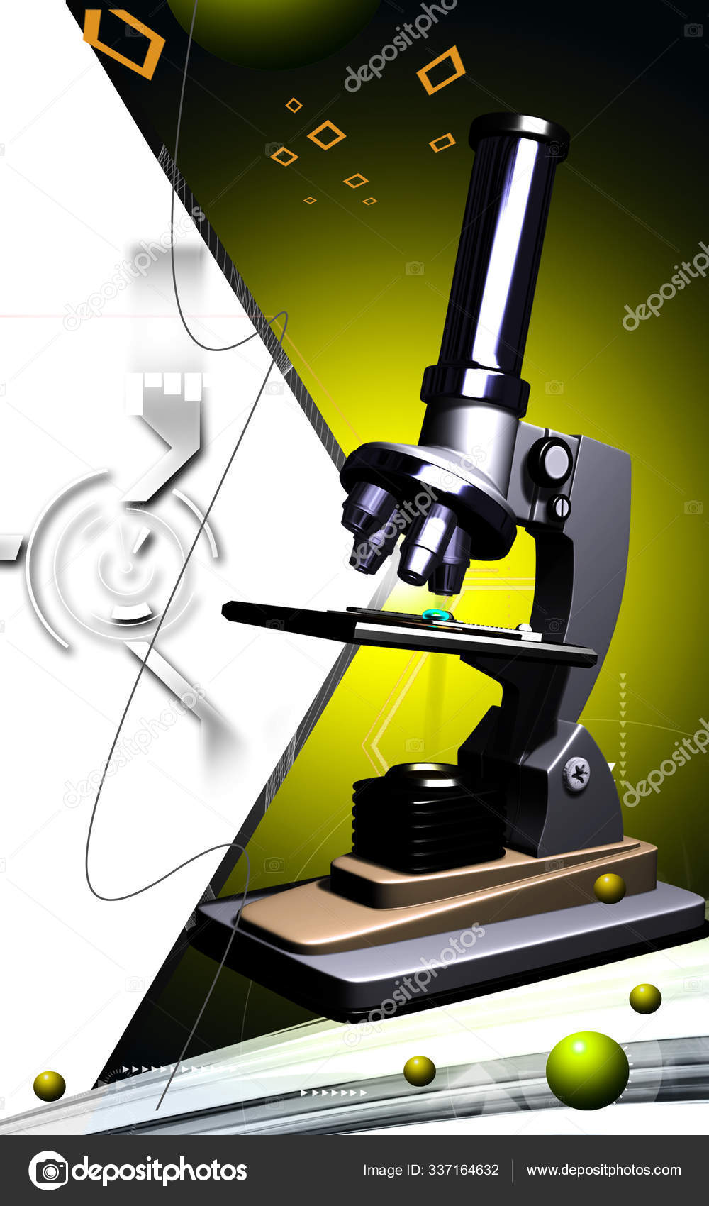 Digital Illustration Microscope Colour Background Stock Photo by ...