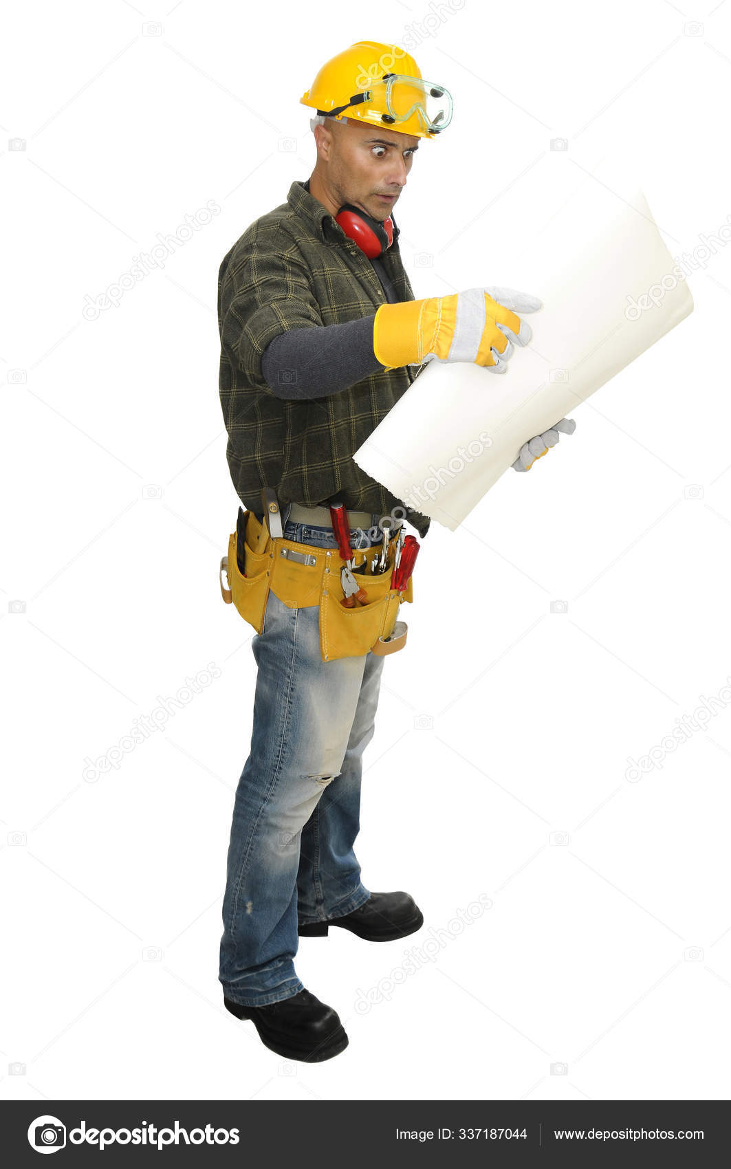Construction Worker Isolated White — Stock Photo © PantherMediaSeller ...