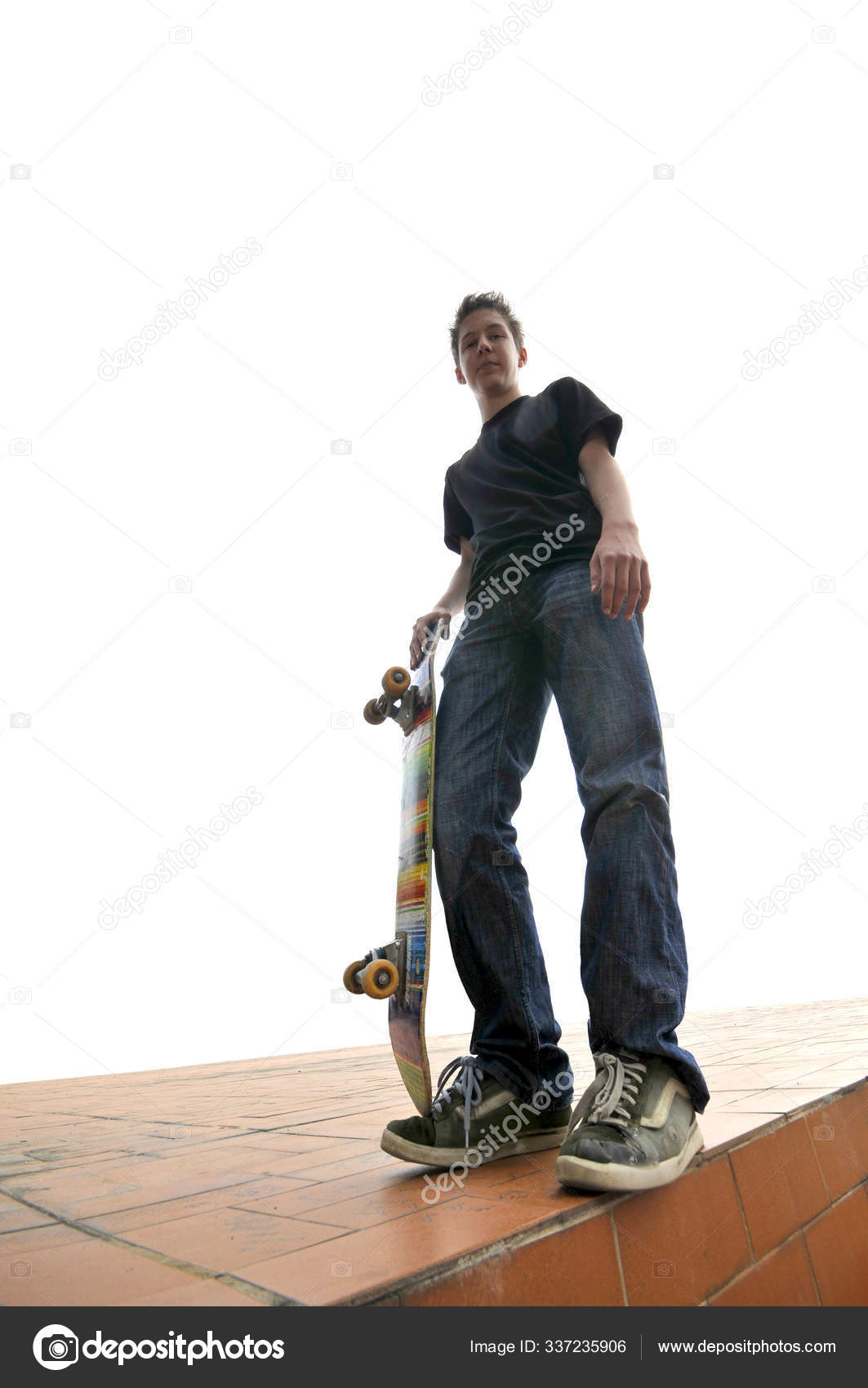 Boy Practicing Skate Skate Park Isolated — Stock Photo ...
