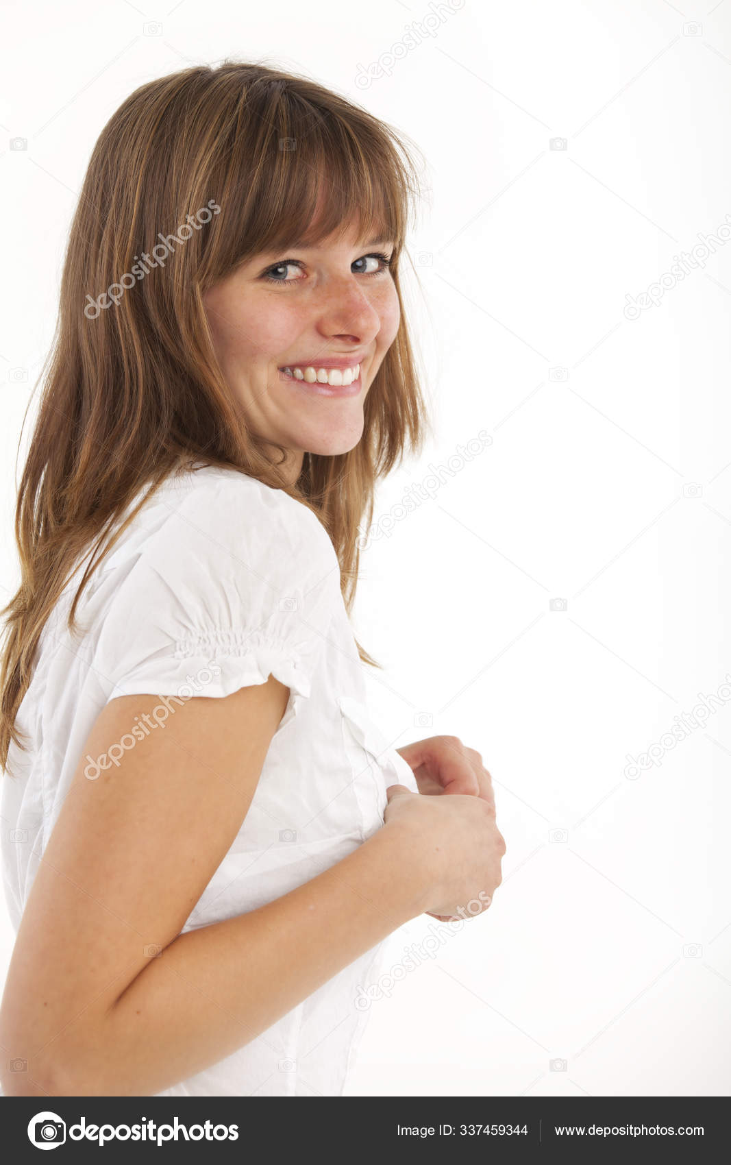 Woman Pulling Blouse Stock Photo by ©PantherMediaSeller 337459344