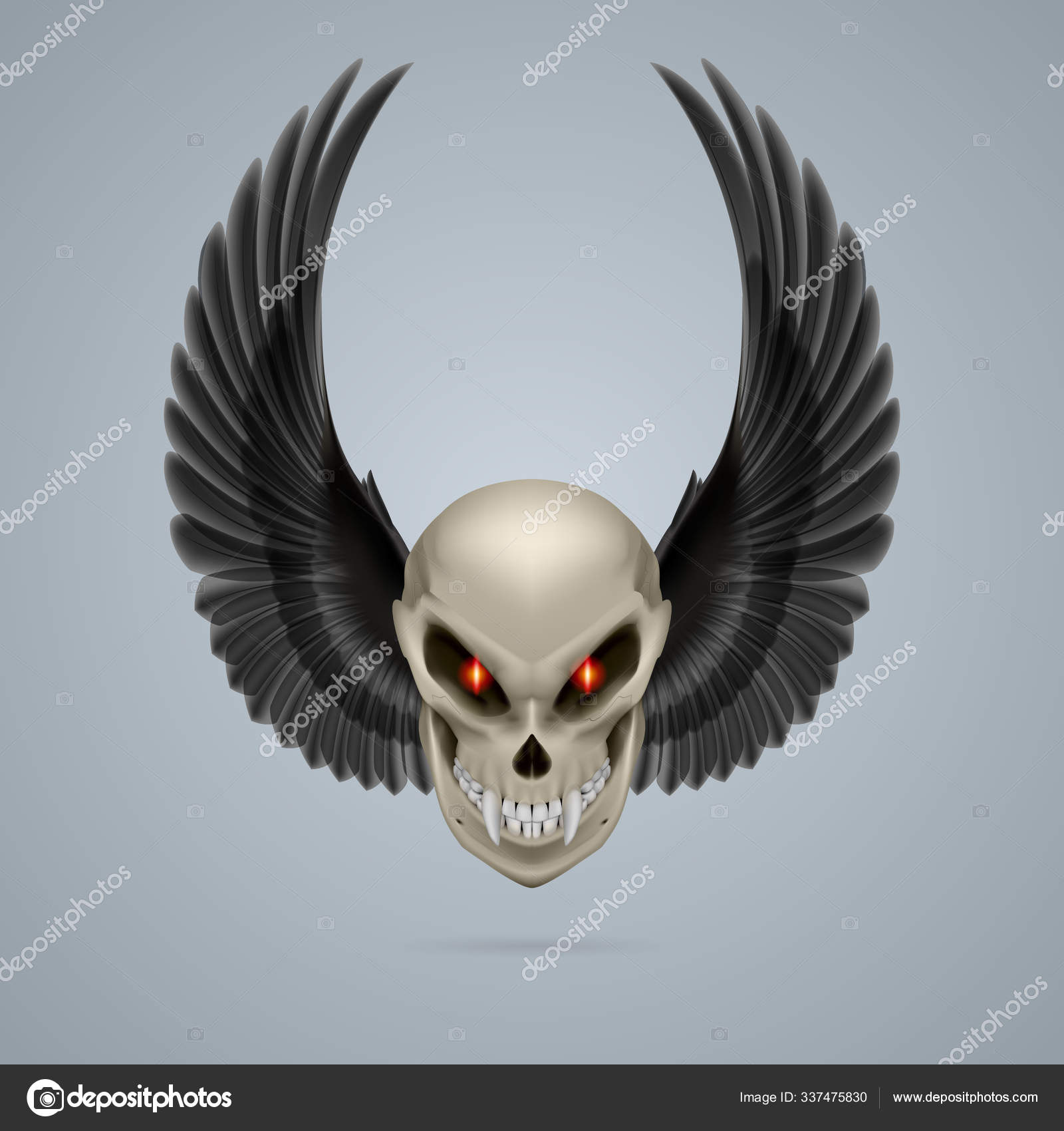 Terrifying Mutant Skull Long Fangs Black Wings — Stock Photo ...