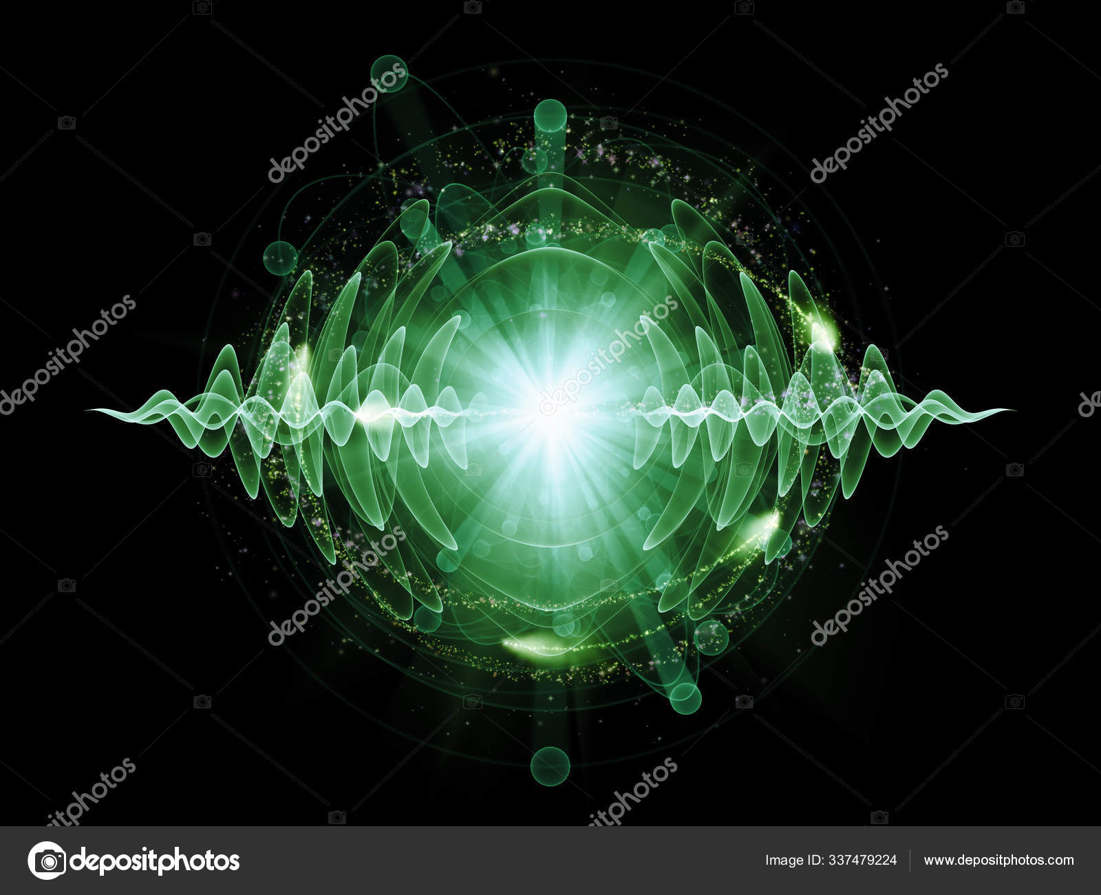 Atomic Series Abstract Concept Atom Quantum Waves Illustrated Fractal ...