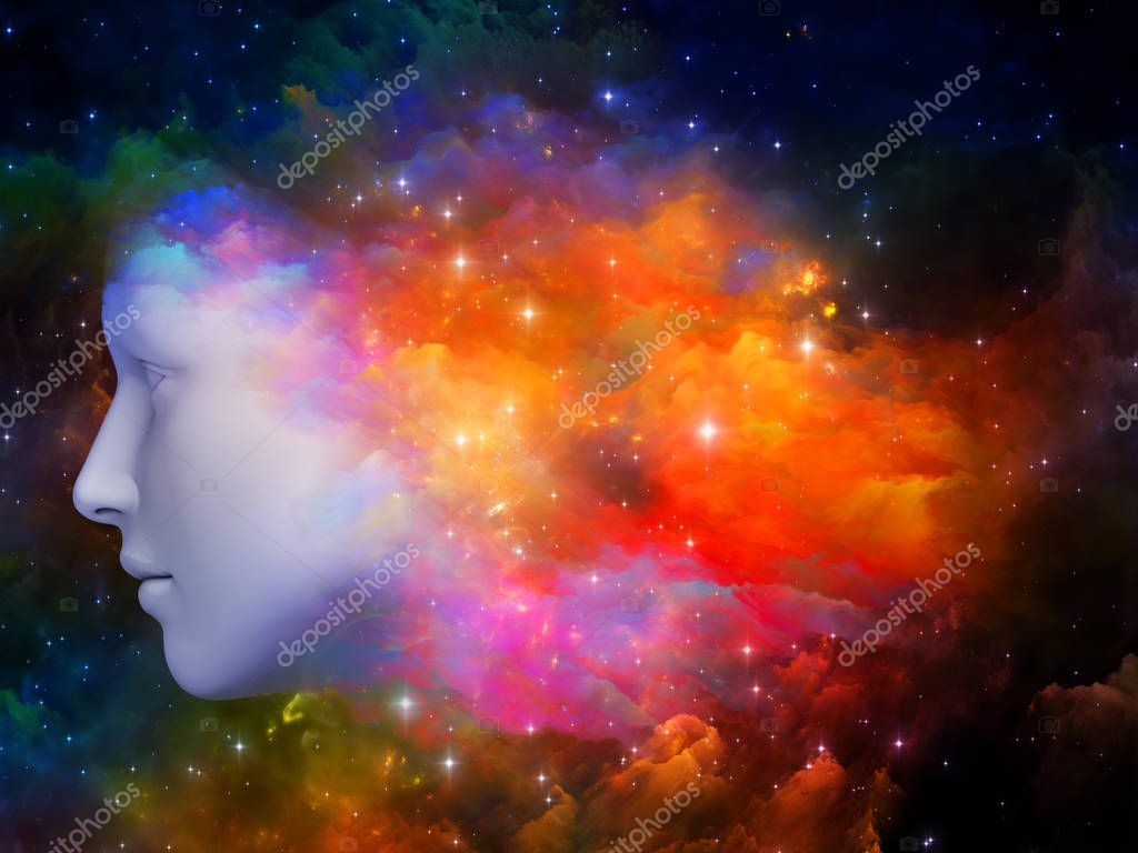 Serie mente colorida. Diseño abstracto hecho de cabeza humana y colores ...