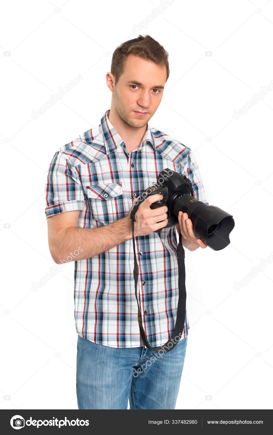 Young Man Photo Camera — Stock Photo © PantherMediaSeller #337482980