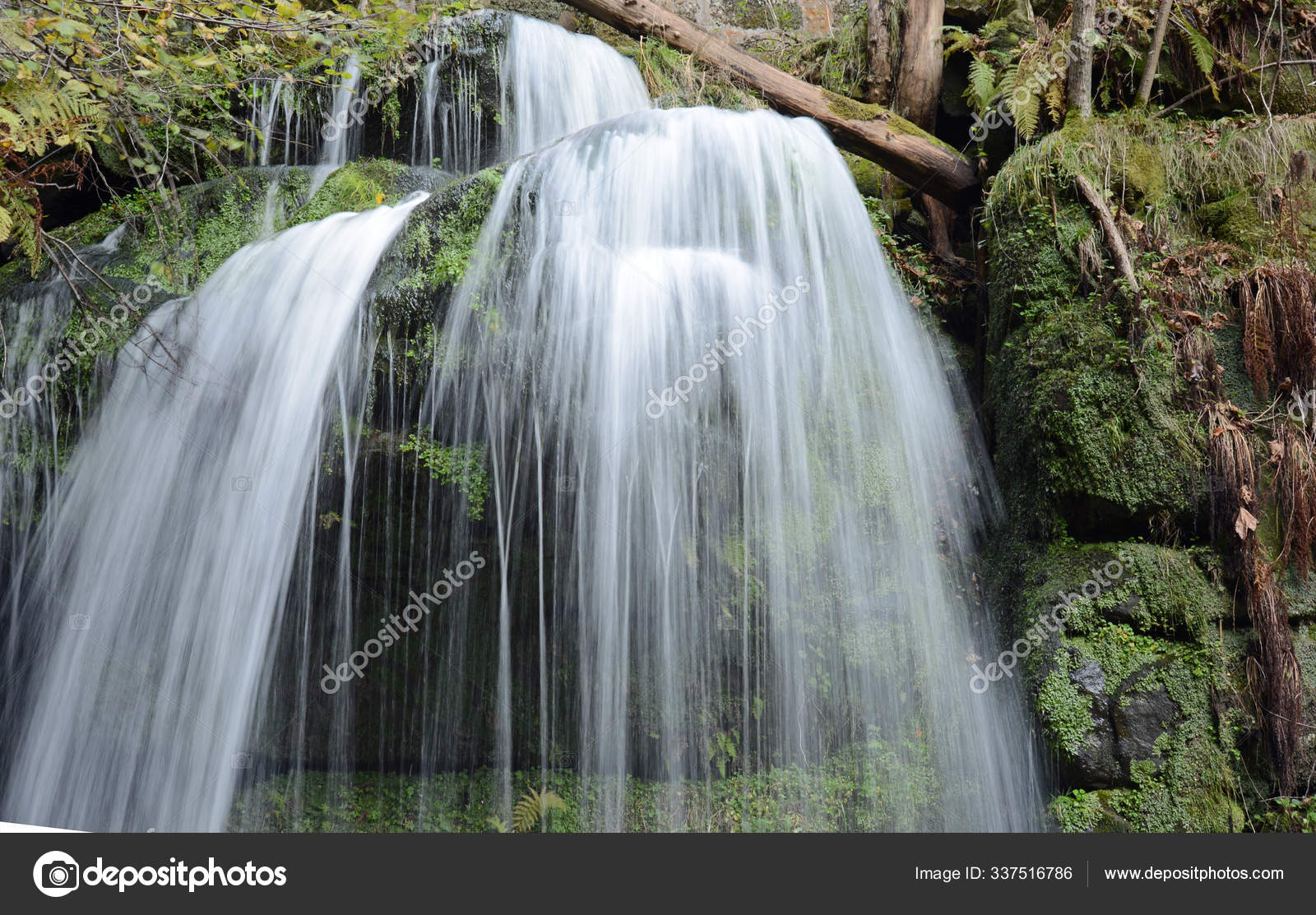 Beautiful Waterfall Nature Background Stock Photo by ...