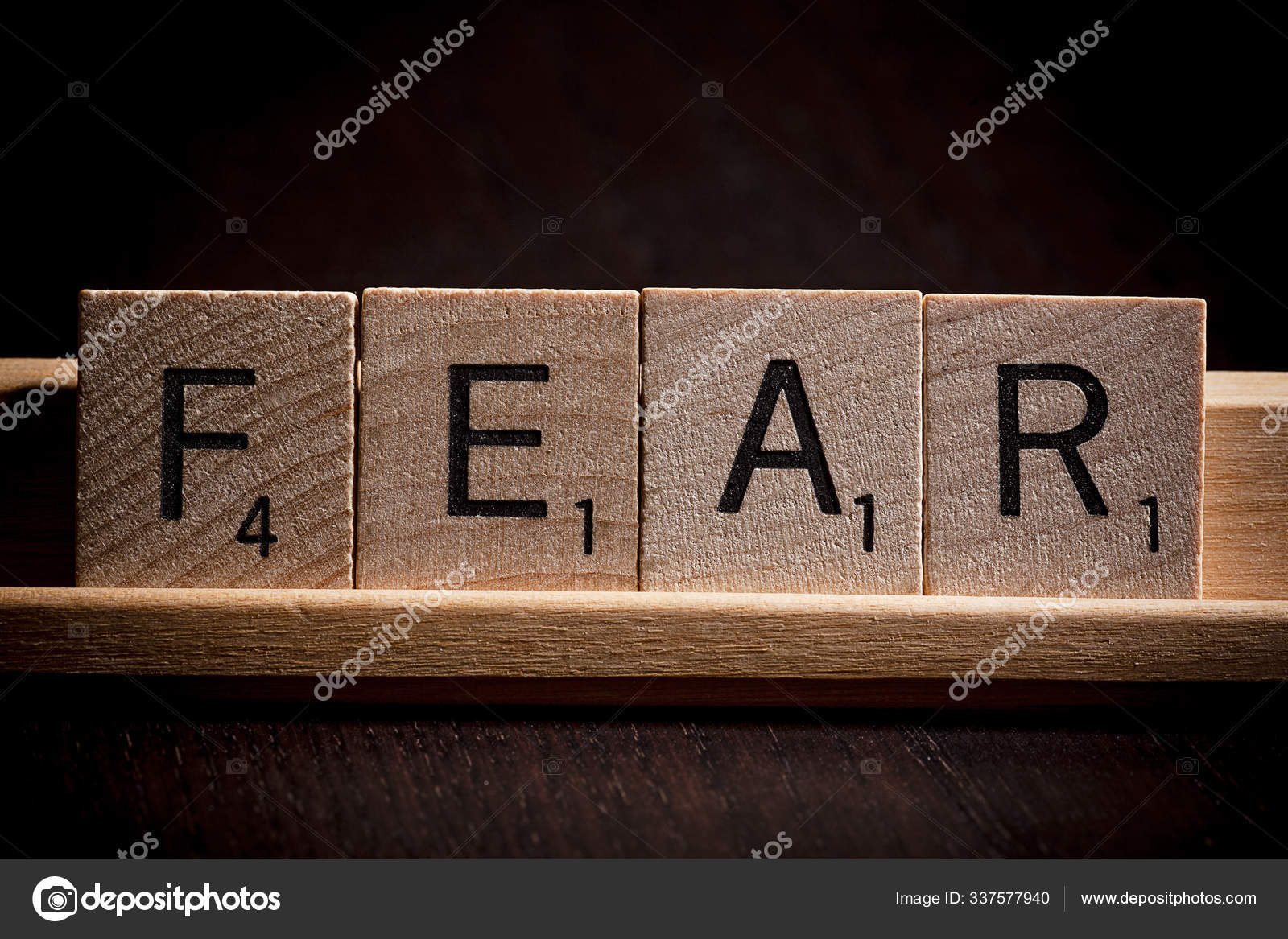 Palabra Miedo Esgrimido Por Letras Ardillas Madera — Foto de stock ...