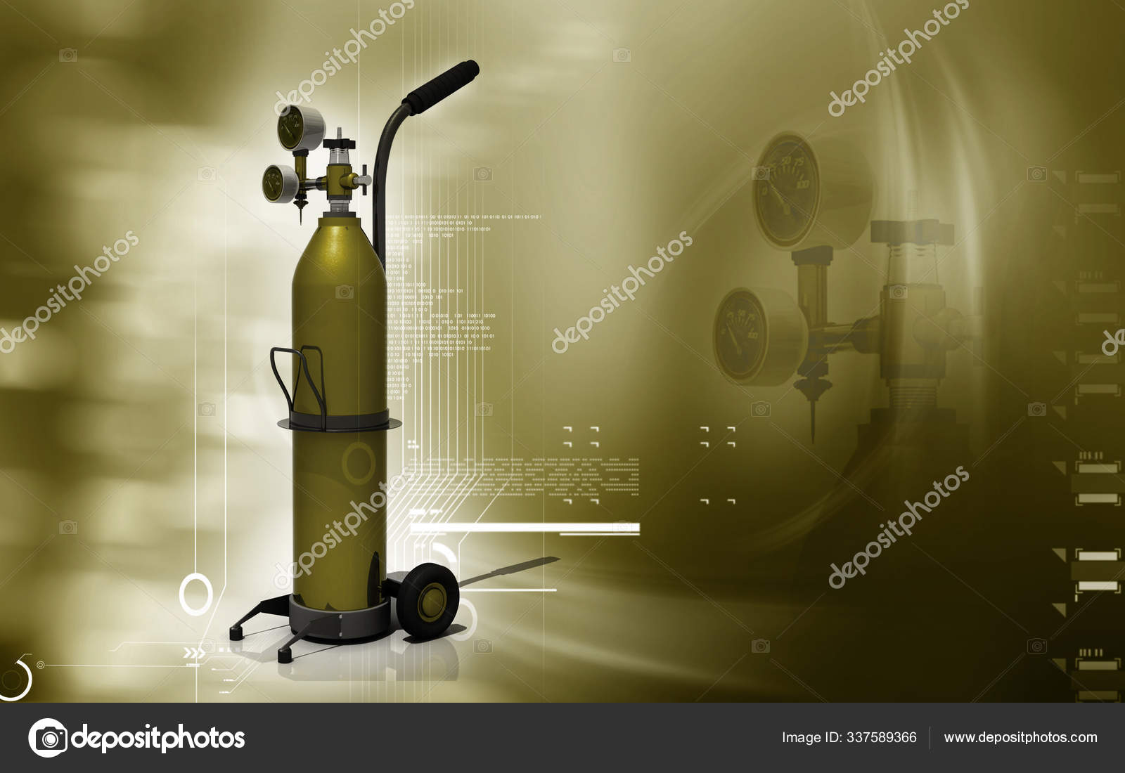 Digital Illustration Oxygen Cylinder Colour Background Stock Photo by ...