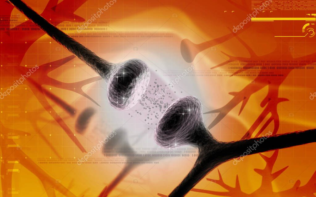 Ilustración digital de la sinapsis en color de fondo 2024