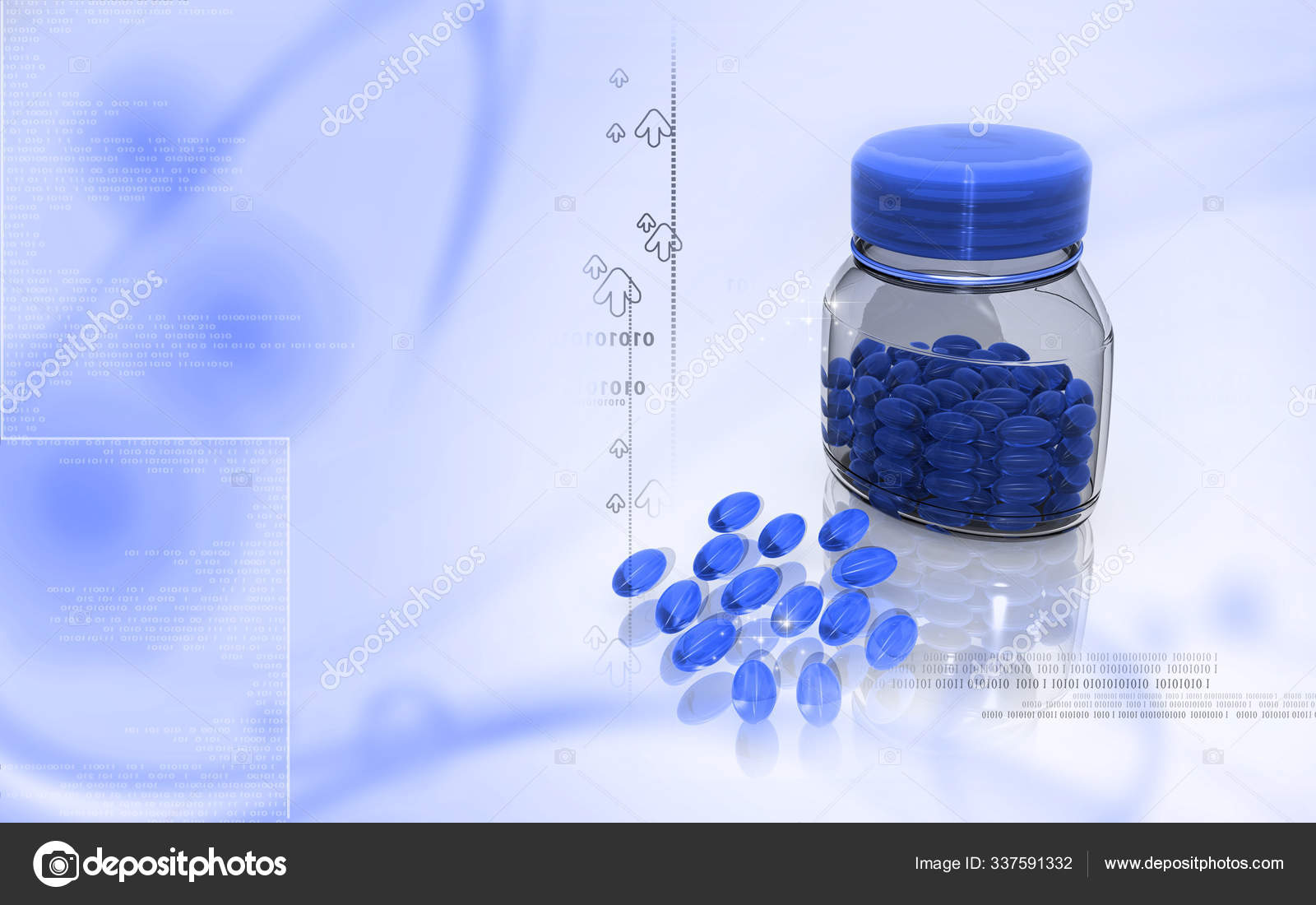 Digital Illustration Capsule Bottle Colour Background Stock Photo by ...