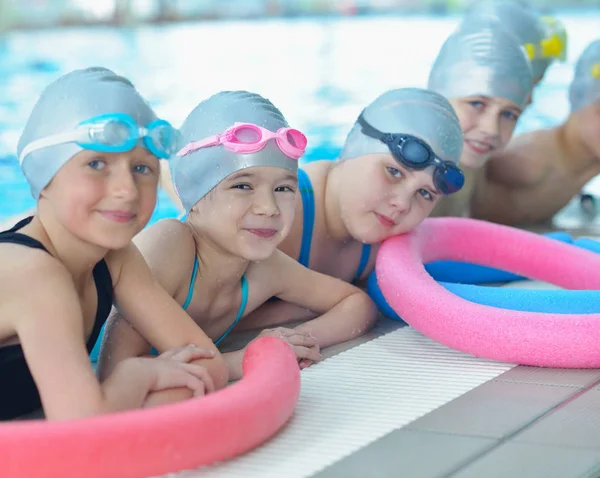 Group Happy Kids Children Swimming Pool Class Learning Swim — Stock Photo © PantherMediaSeller ...