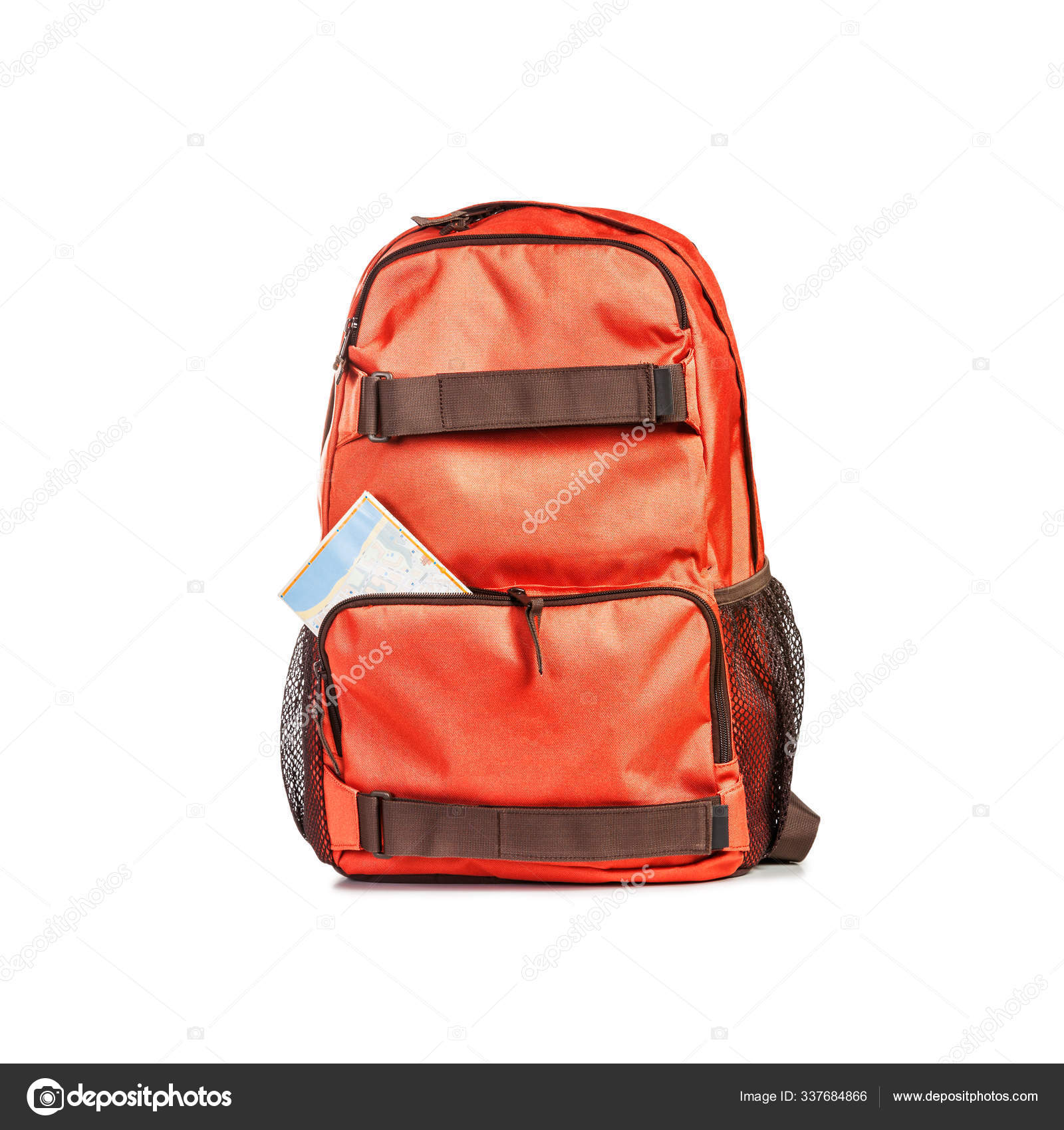 Backpack Map Isolated White Background Tourism Travel Themes Clipping Path — Stock Photo ...