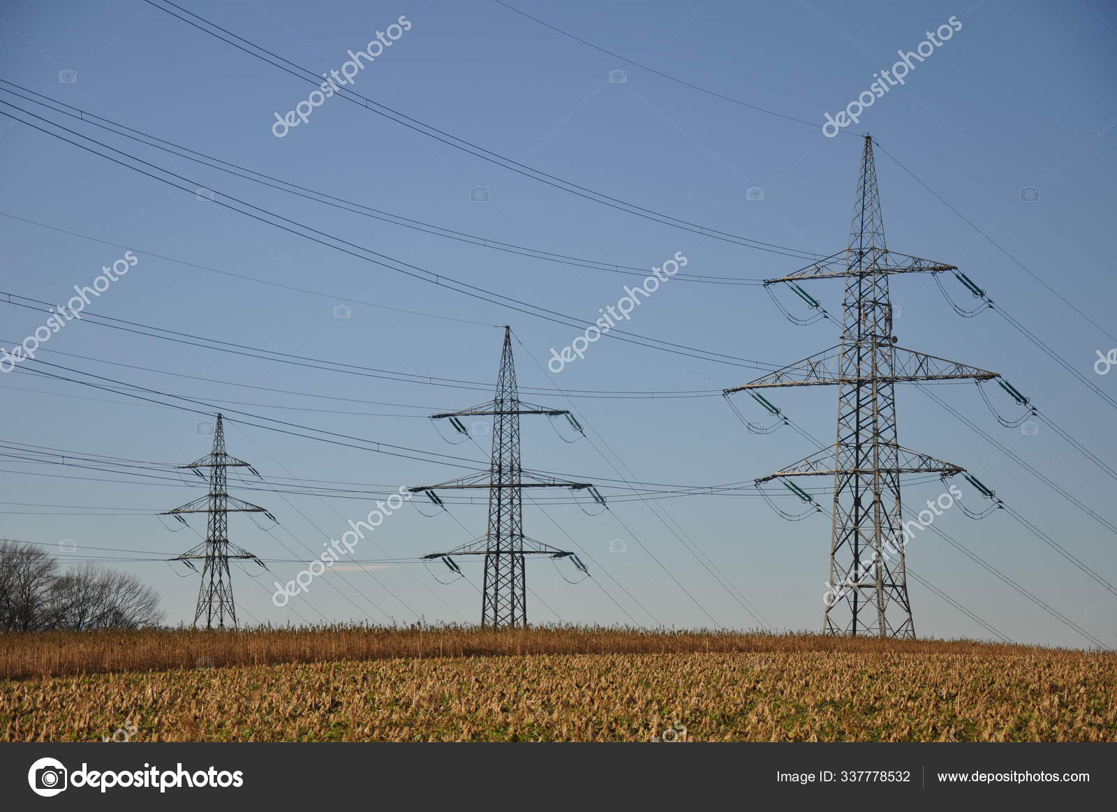Power Line Tower High Voltage Transmission Stock Photo by ...
