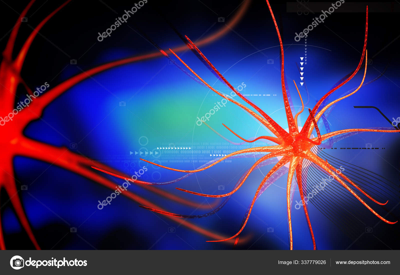 Digital Illustration Neuron Colour Background Stock Photo by ...