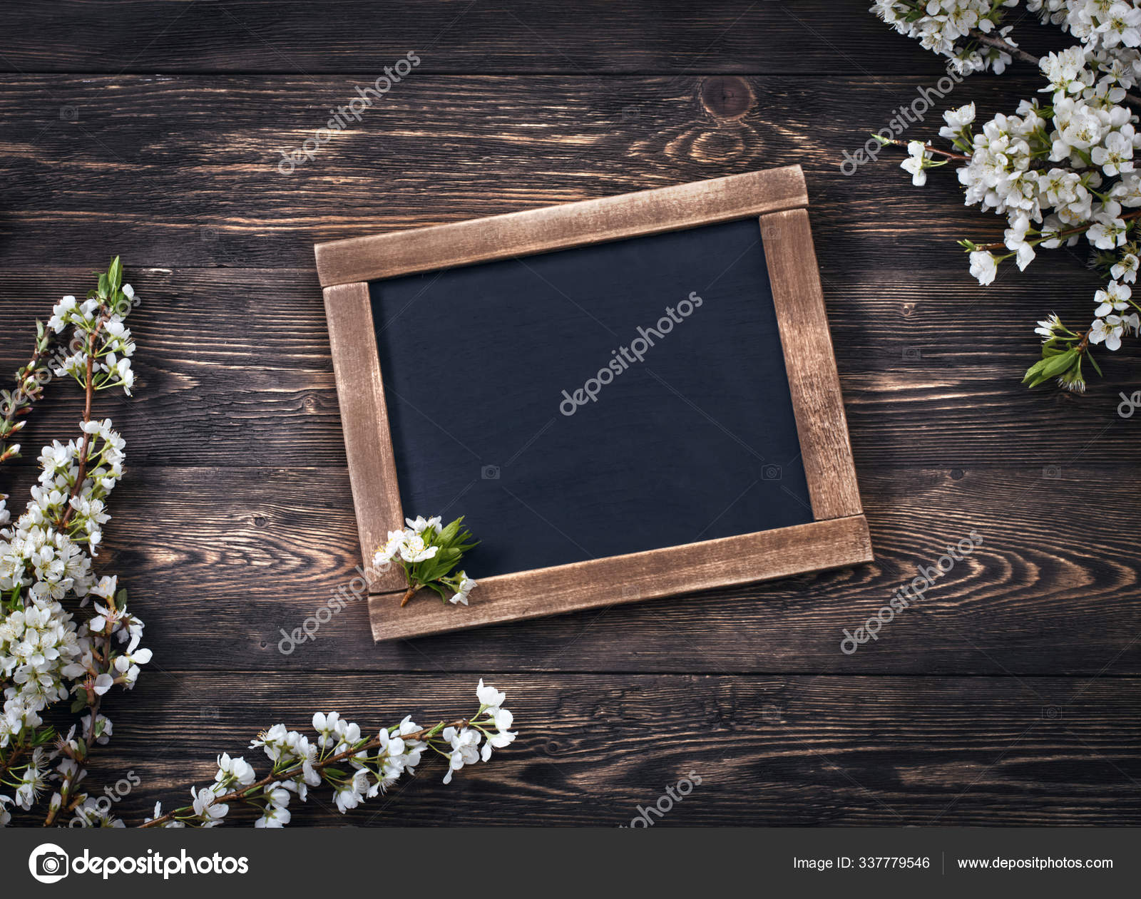 Old Blank Vintage School Slate Chalkboard Lying Old Rustic Wooden Stock ...