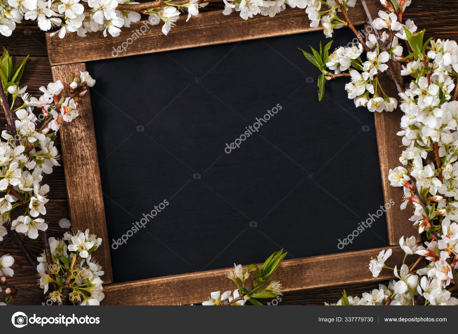 Old Blank Vintage School Slate Chalkboard Lying Old Rustic Wooden Stock ...