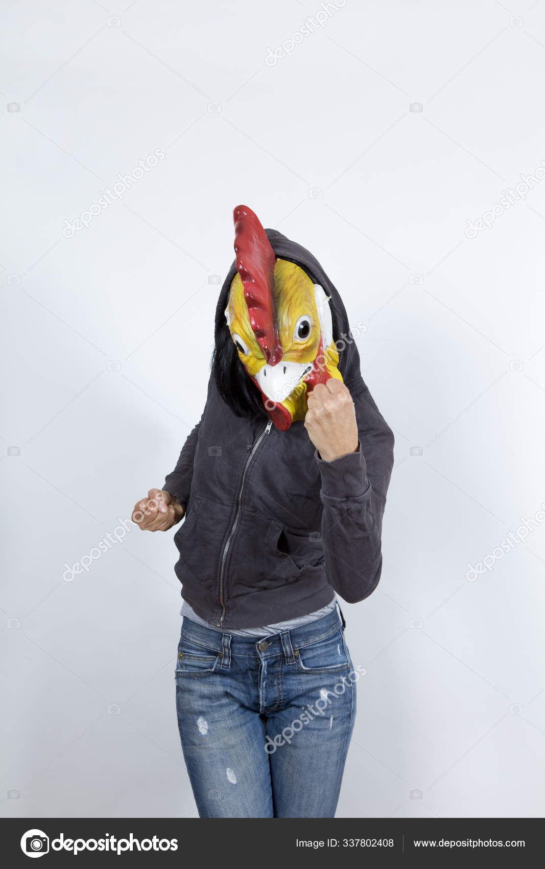 Woman Wearing Cock Mask Miming Hip Hop Culture She Wearing — Stock ...