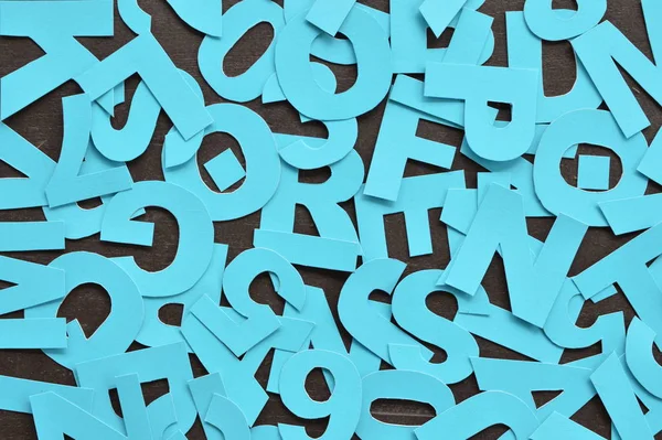 White Sheet Torn Notebook Blue Background Multicolored Letters English ...