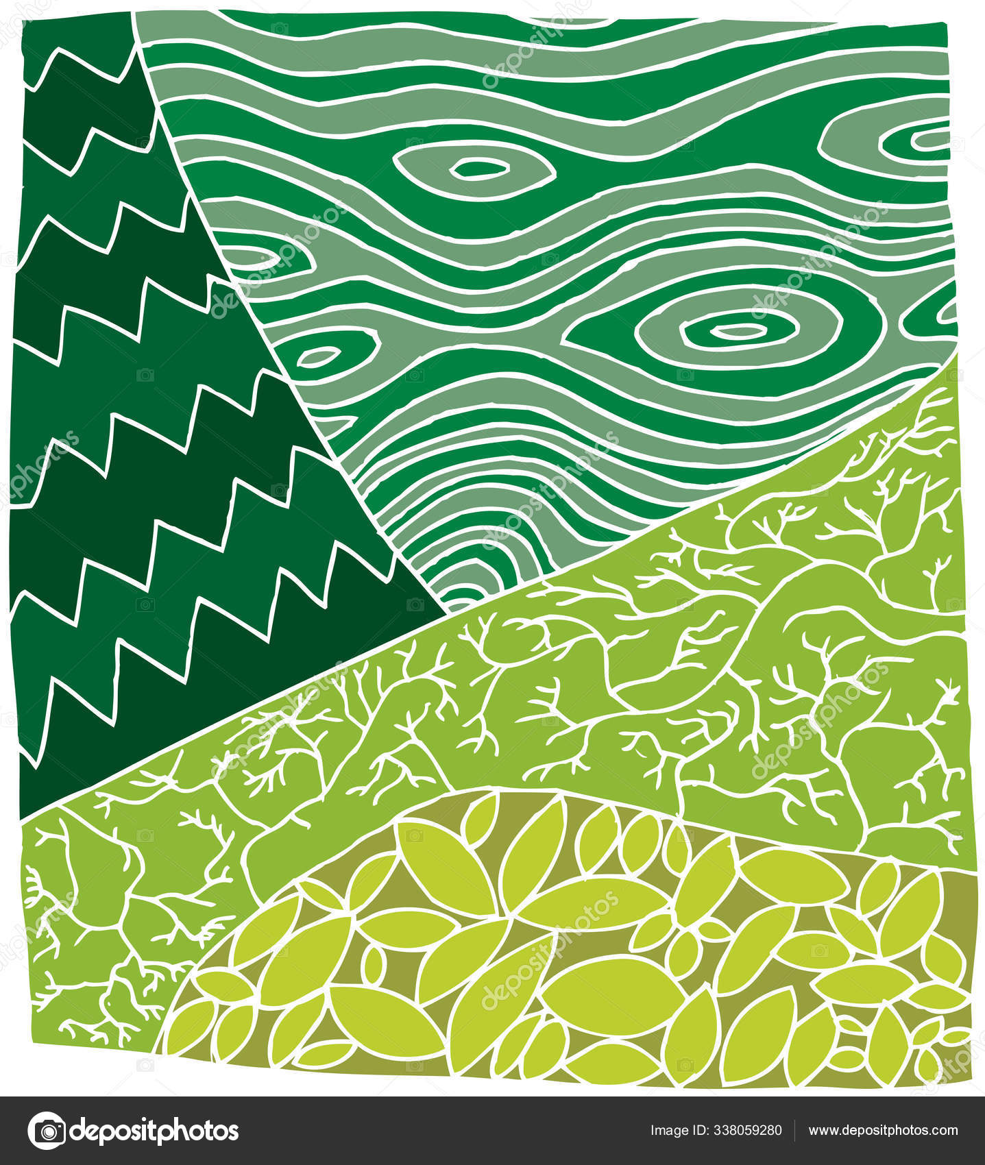 Hand Drawn Zentangle Design Green Tree Leaves — Stock Photo ...