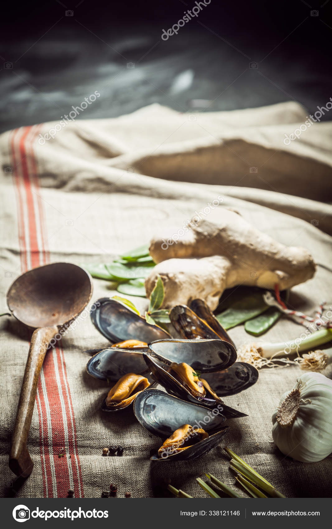 Preparing Tasty Seafood Dinner Shellfish Using Freshly Cooked Marine ...