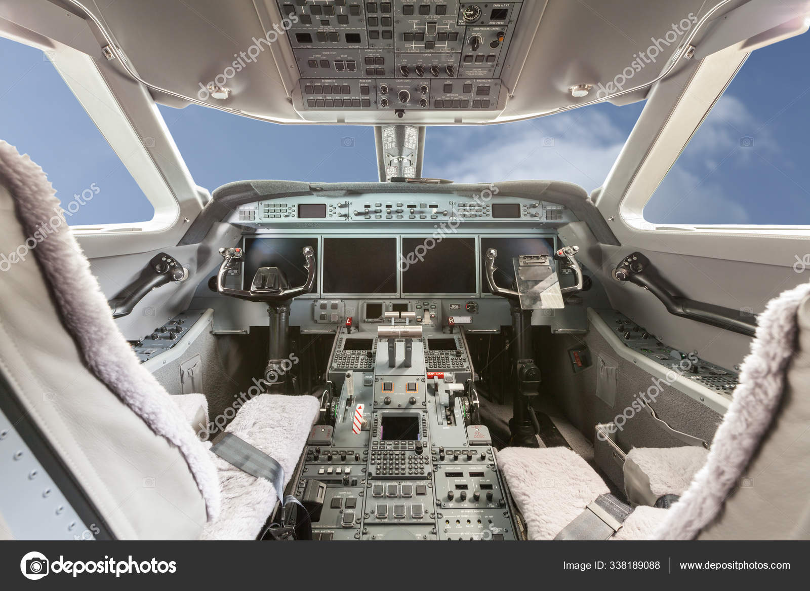 Interior Aircraft Cockpit G550 Control Details Stock Photo by ...