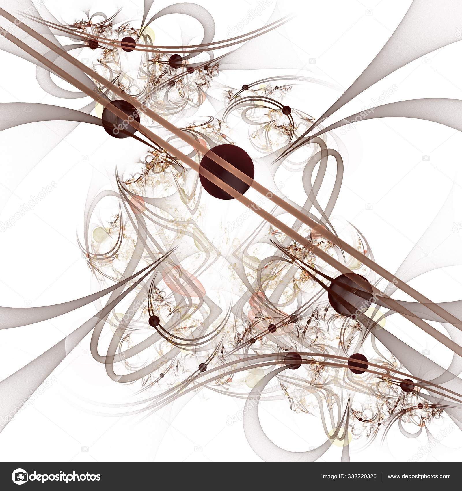 Elegant Shapes Made Balls Lines Curves Floral Motifs White Background ...