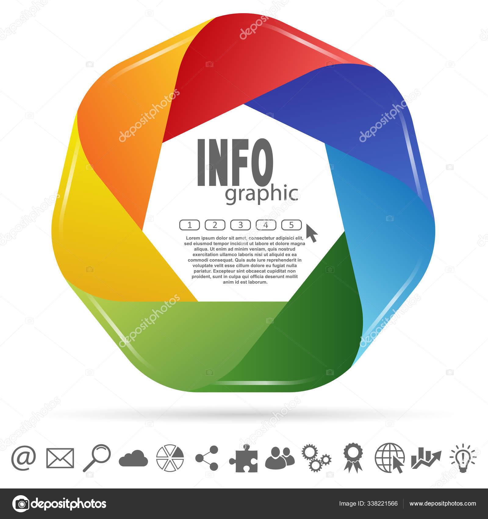 Business Infographic Colored Seven Options Some Web Icons — Stock Photo ...
