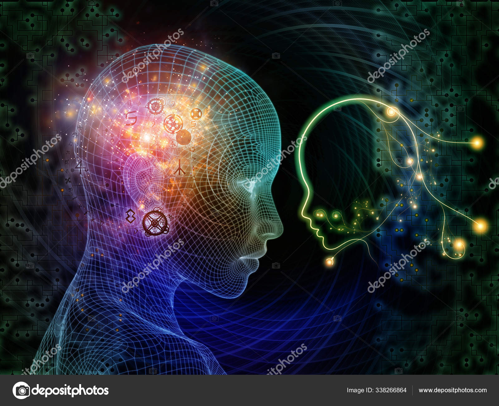 Network Avatar Series Composition Human Heads Lights Grids Subject ...