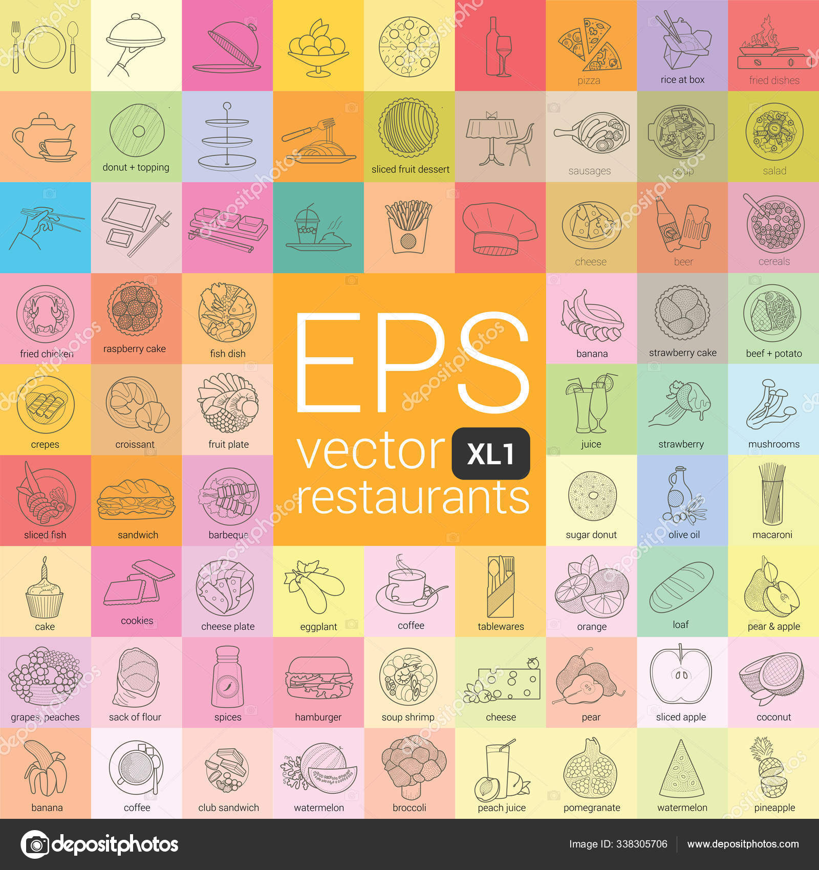 Restaurants Menu Pictograms Pack Large Icon Vector Eps Set Collection ...