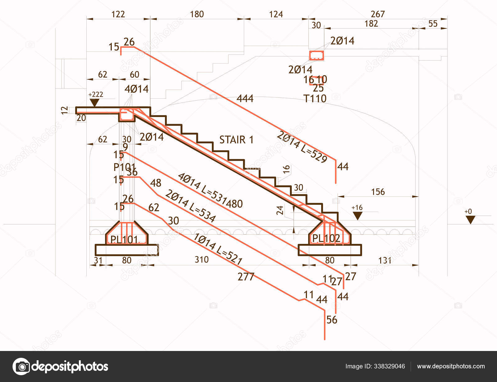 Structural Drawing Reinforced Concrete Structure — Stock Photo ...