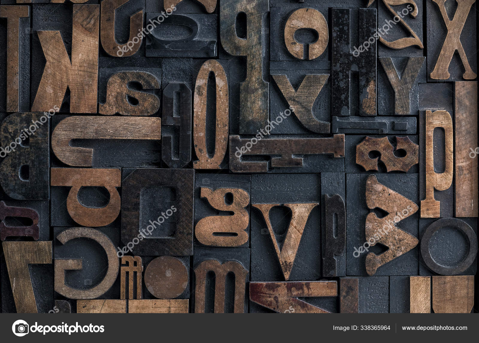 Collection Various Wood Type Letters Printing Stock Photo by ...