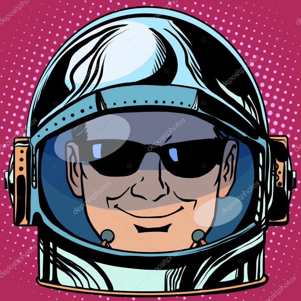 Emoticon espía Emoji cara hombre astronauta retro arte pop estilo retro ...