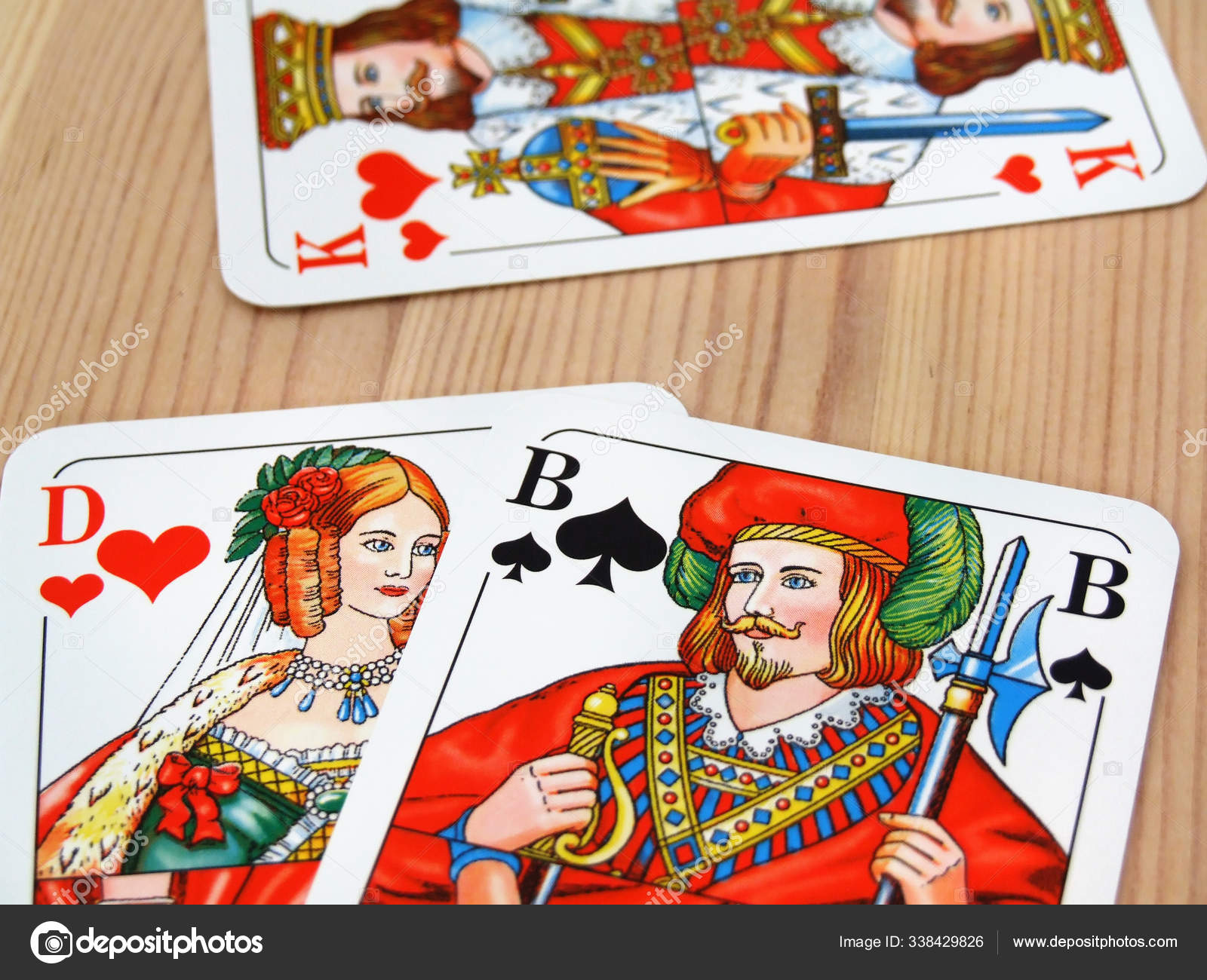 Three Cards Deck Cards Queen King Jack Stock Photo by ...