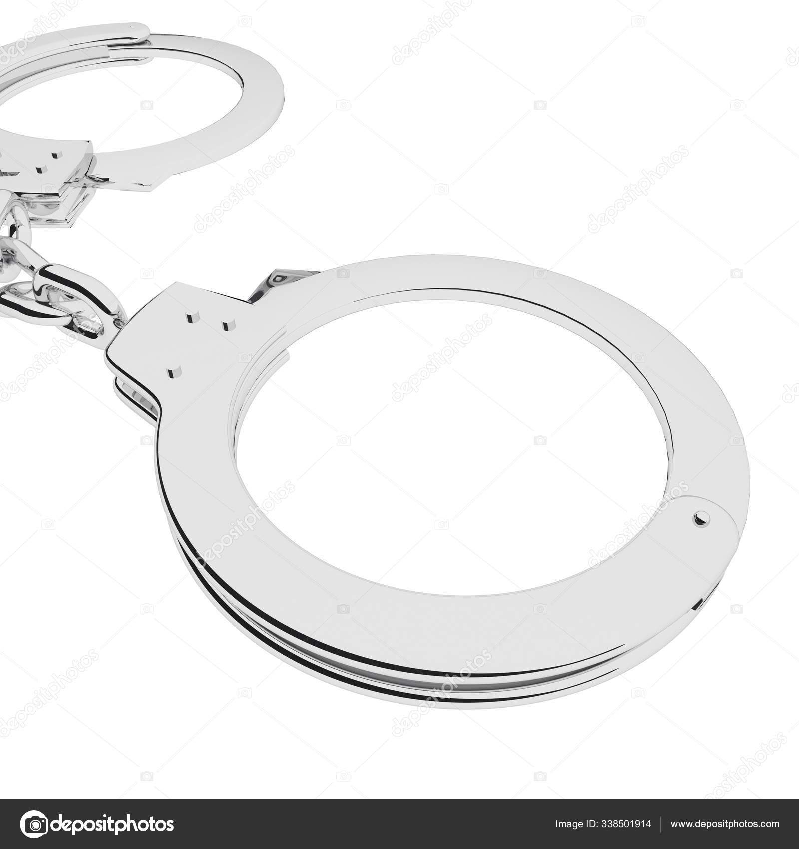 Metal Handcuffs Isolated White Rendering Stock Photo by ...
